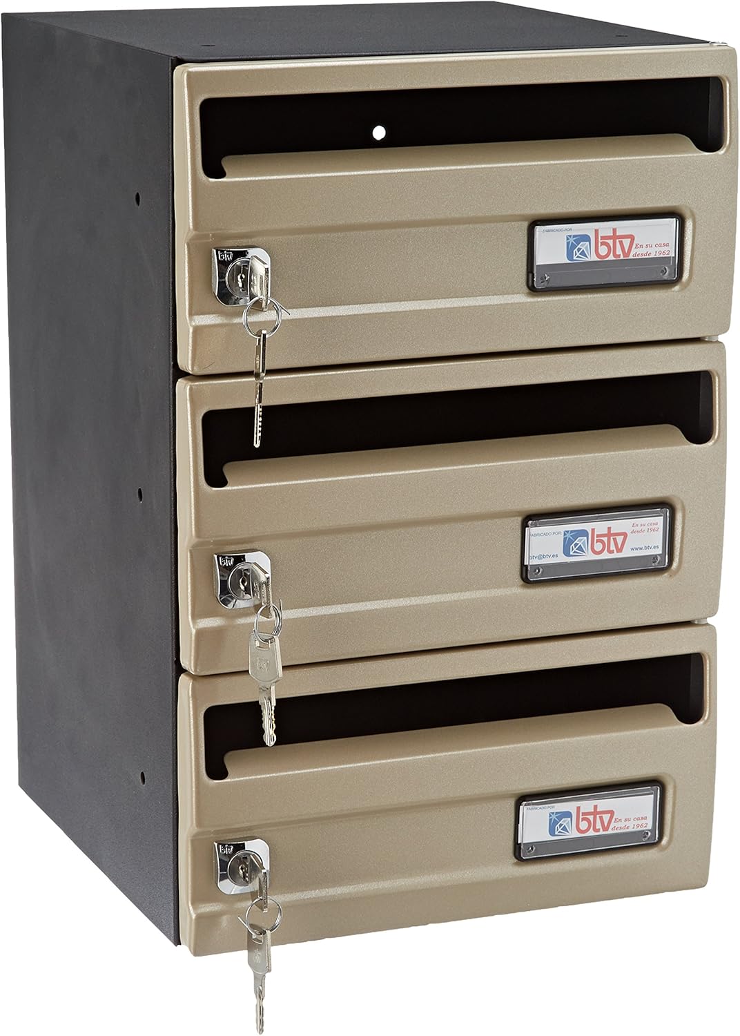 BTV 3 Sets of 3 Horizontal Letter Boxes - Black/Sand : Amazon.co.uk ...