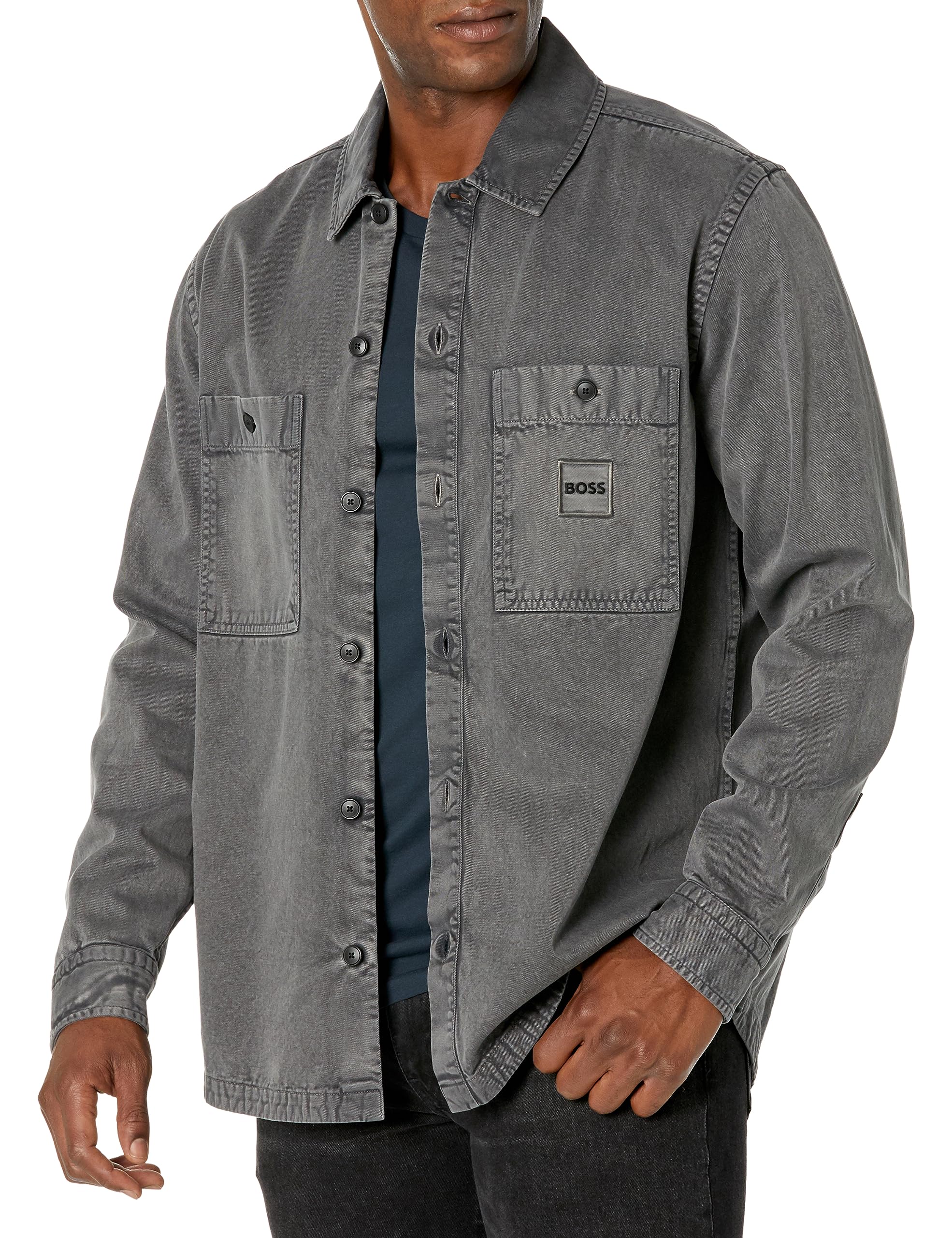 Amazon.com: BOSS Men's Garment Dyed Twill Overshirt: Clothing, Shoes ...