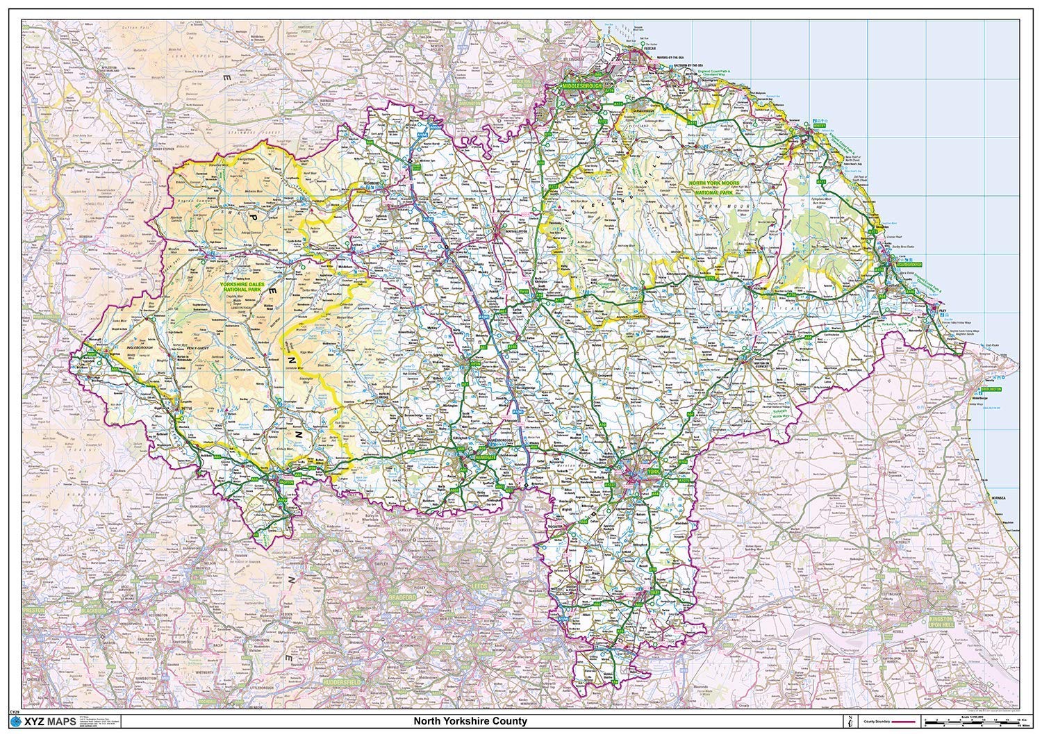 North Yorkshire County Map-Paper : Amazon.co.uk: Stationery & Office ...