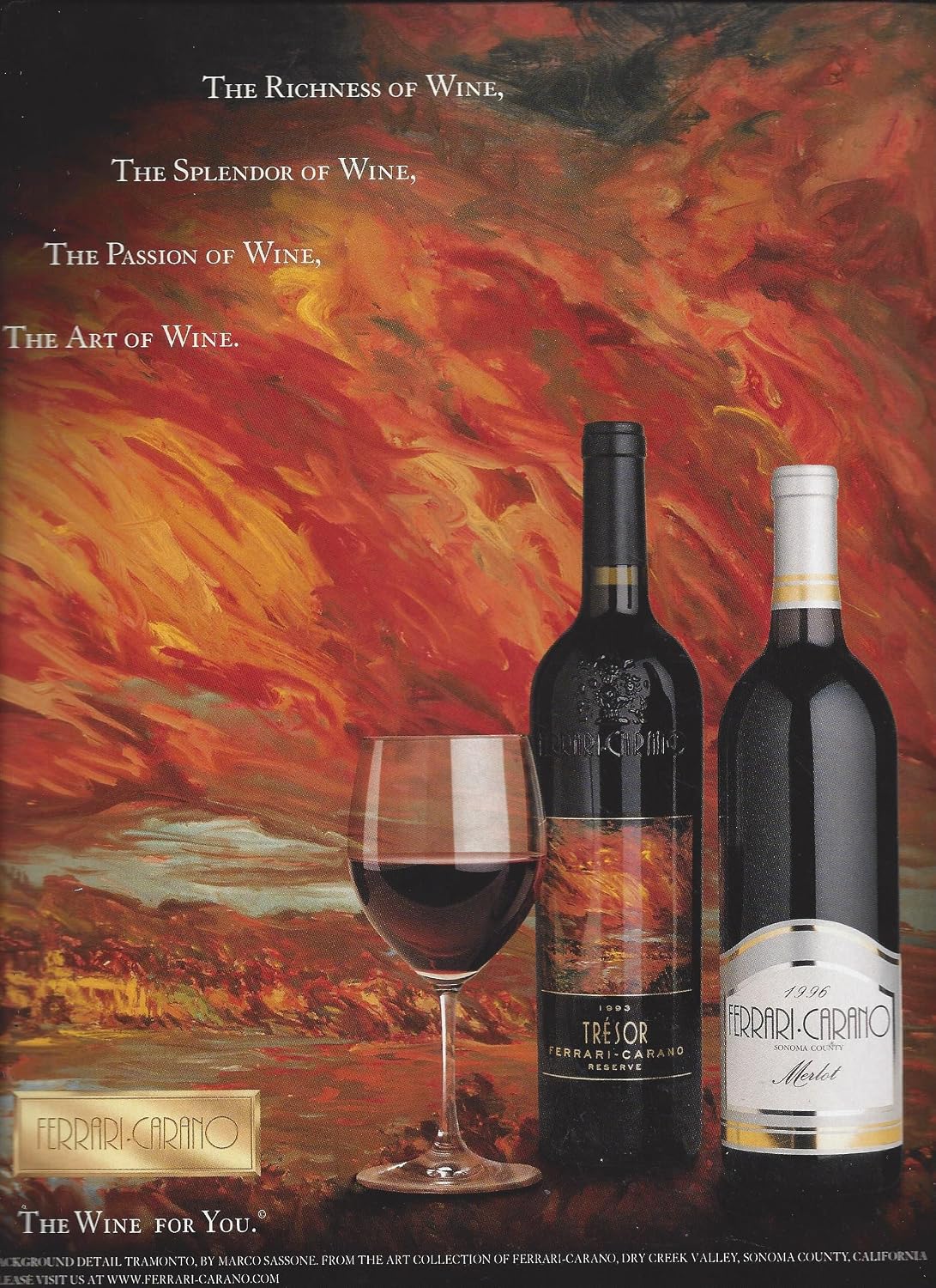 Amazon.com: MAGAZINE ADVERTISEMENT For 1995 Ferrari Carano Wines:The ...