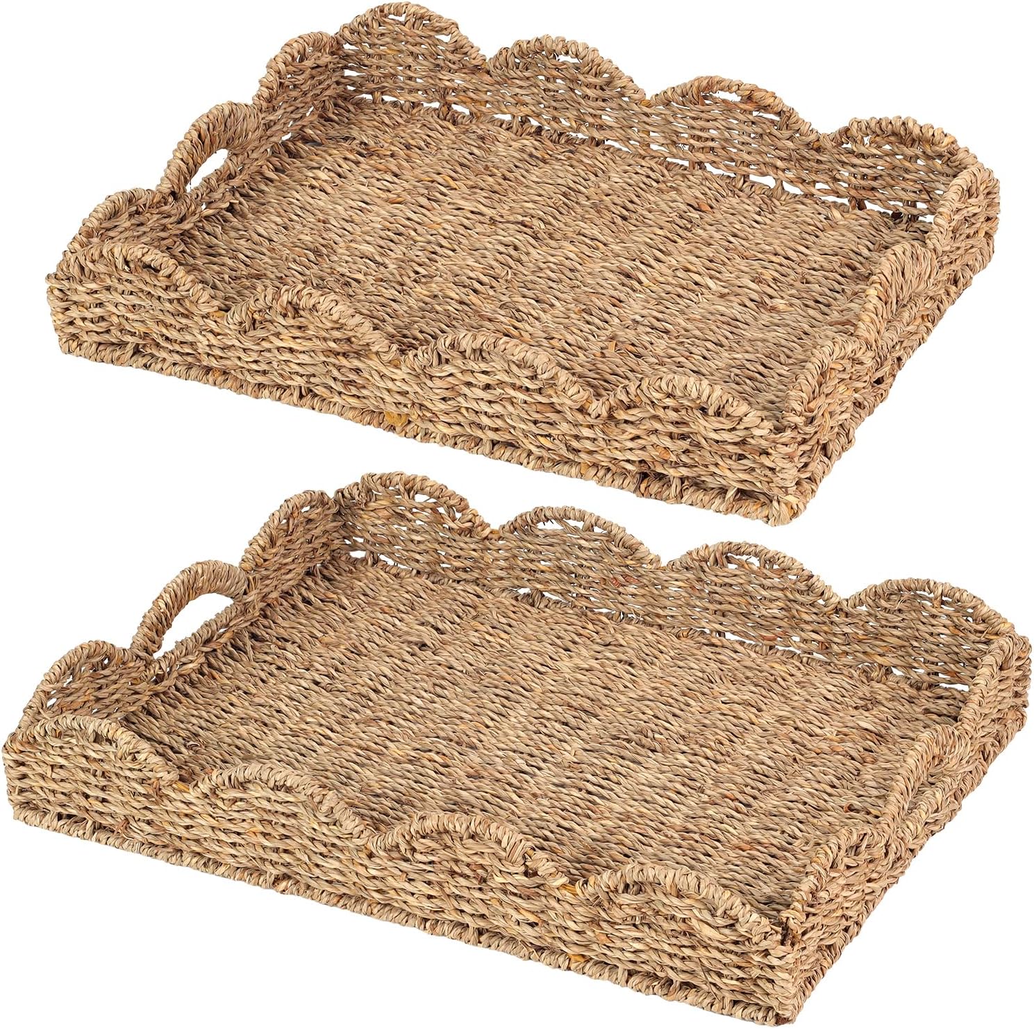 Amazon.com: 2Pcs - Scalloped Basket, Scalloped Tray, Seagrass Tray(17 ...