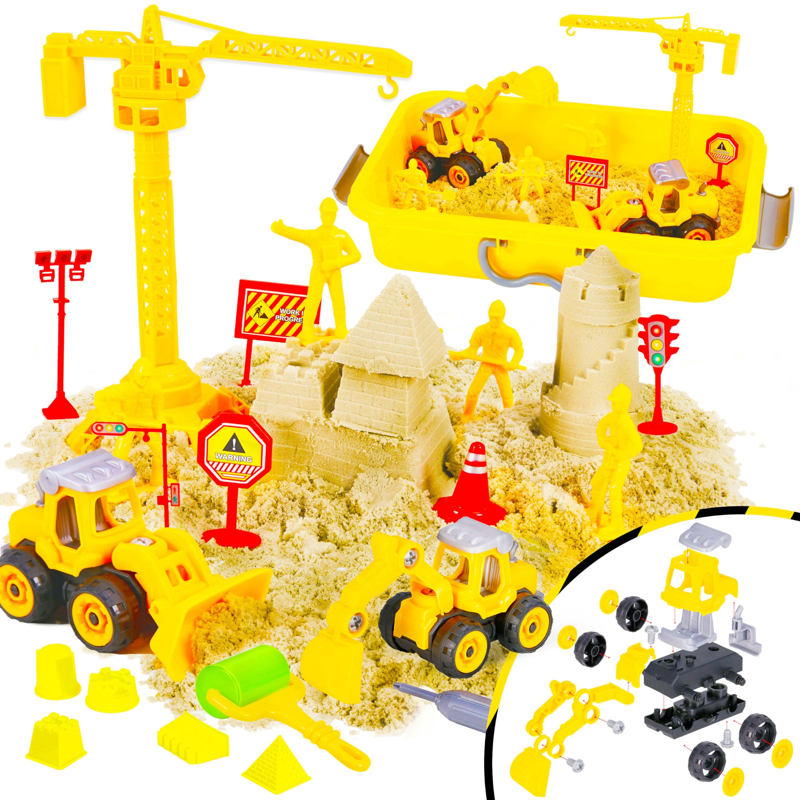 Snapklik.com : Carolart Construction Sensory Bin, Tractor Sand Playset ...