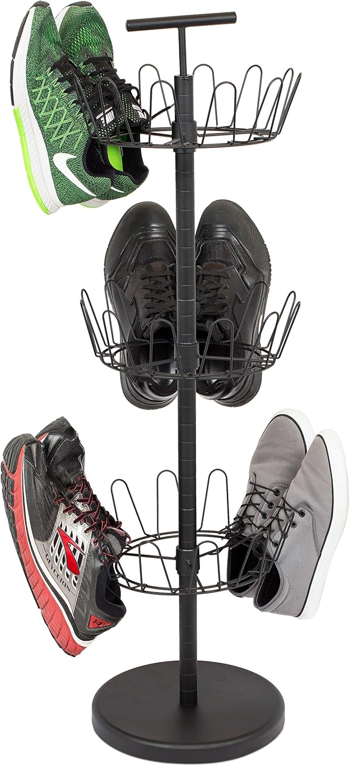 Internet's Best 3 Tier Metal Shoe Tree - Black Finish - 18-Pair Shoe ...