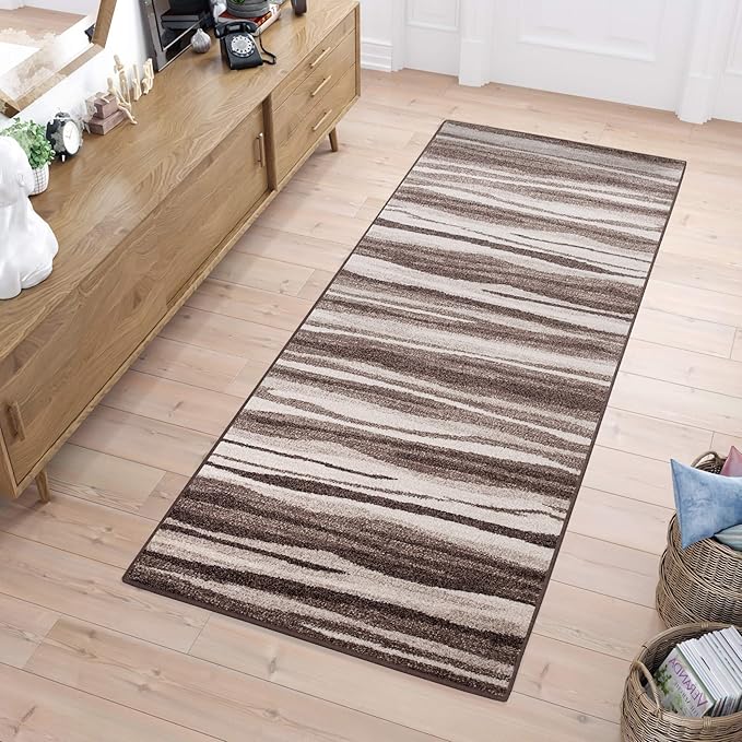 Amazon.de: TAPISO Sari Teppich Läufer Flur Braun Beige Kurzflor Modern ...