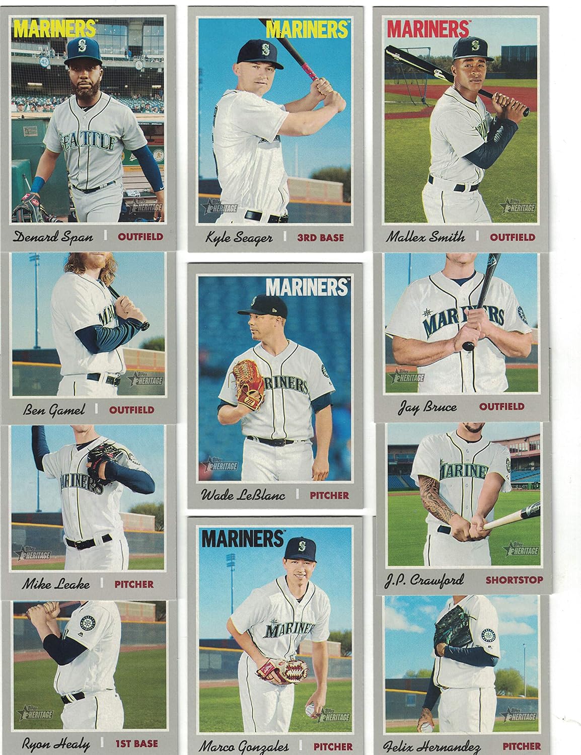 Amazon.com: Seattle Mariners/Complete 2019 Topps Heritage Baseball Team ...