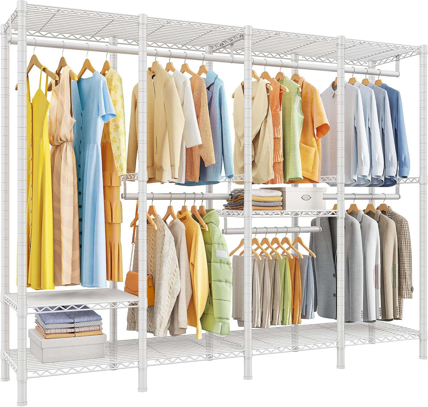 Amazon.com: Raybee 76.9" H Clothes Rack Heavy Duty Loads 1100 LBS Metal ...