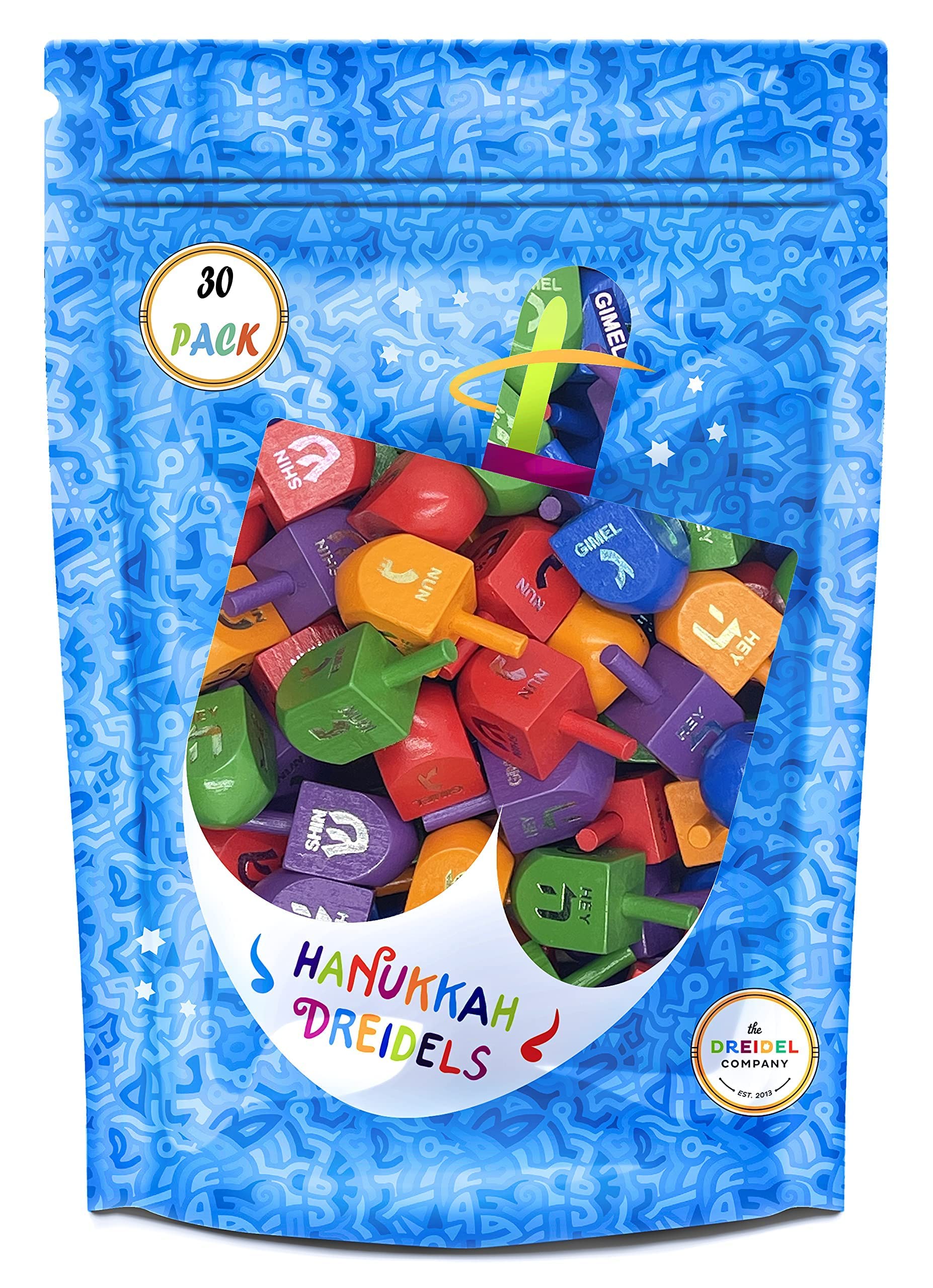 Amazon.com: The Dreidel Company Wood Multi-Colored Dreidels Medium ...
