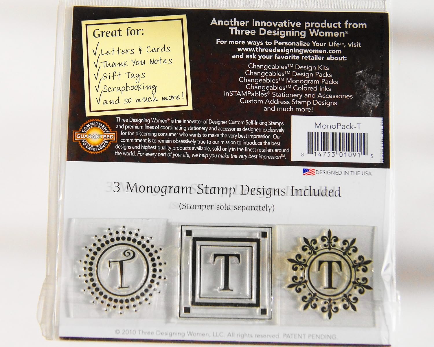 Changeables Monogram Stamp Designs Set of 3 - Letter T by Changeables ...