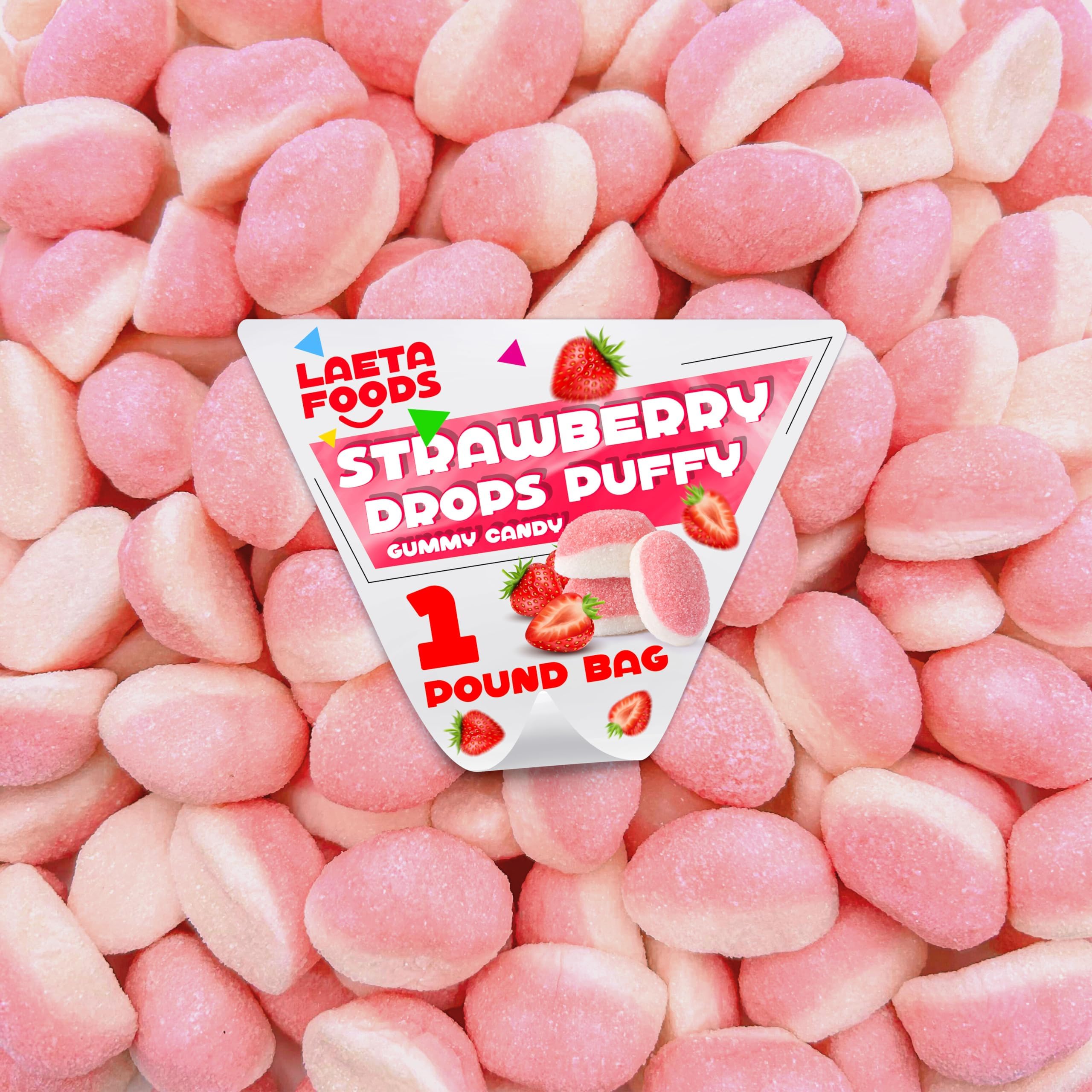 Amazon.com : Strawberry Drops Puffy Gummies | 1 Pound Bag | Soft Candy ...