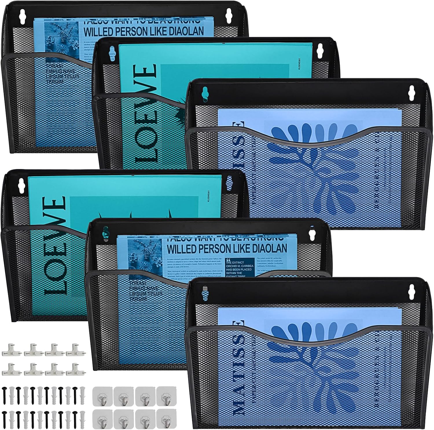 TSDRBWO 6 Pièces Porte Revue Mural,Porte Document Mural, Range Document ...