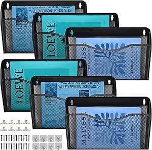 TSDRBWO 6 Pocket File Holder Organiser Hanging, Magazine Rack For Wall ...