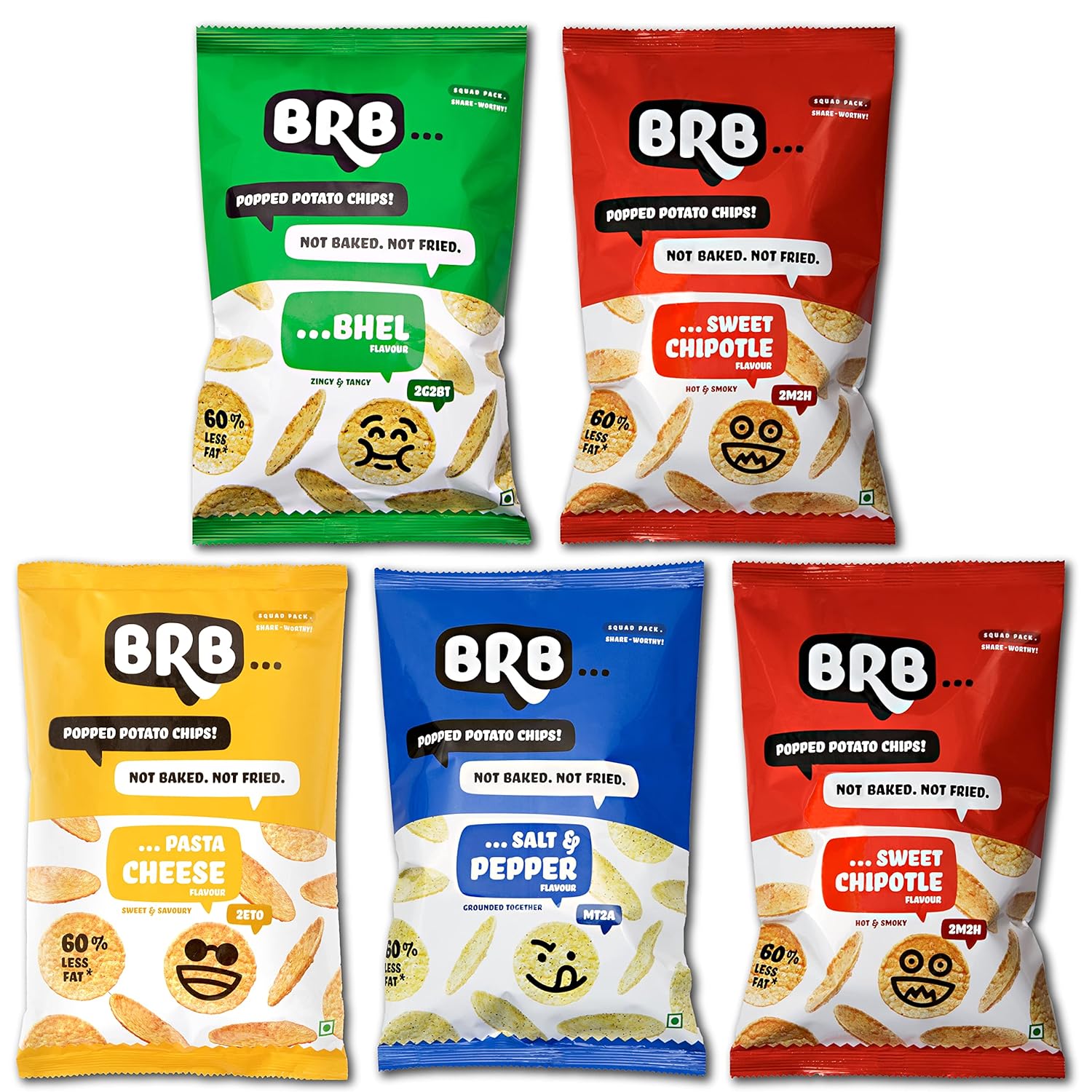 BRB Popped Potato Chips | Not Baked, Not Fried | 5 packs X 52 Grams ...