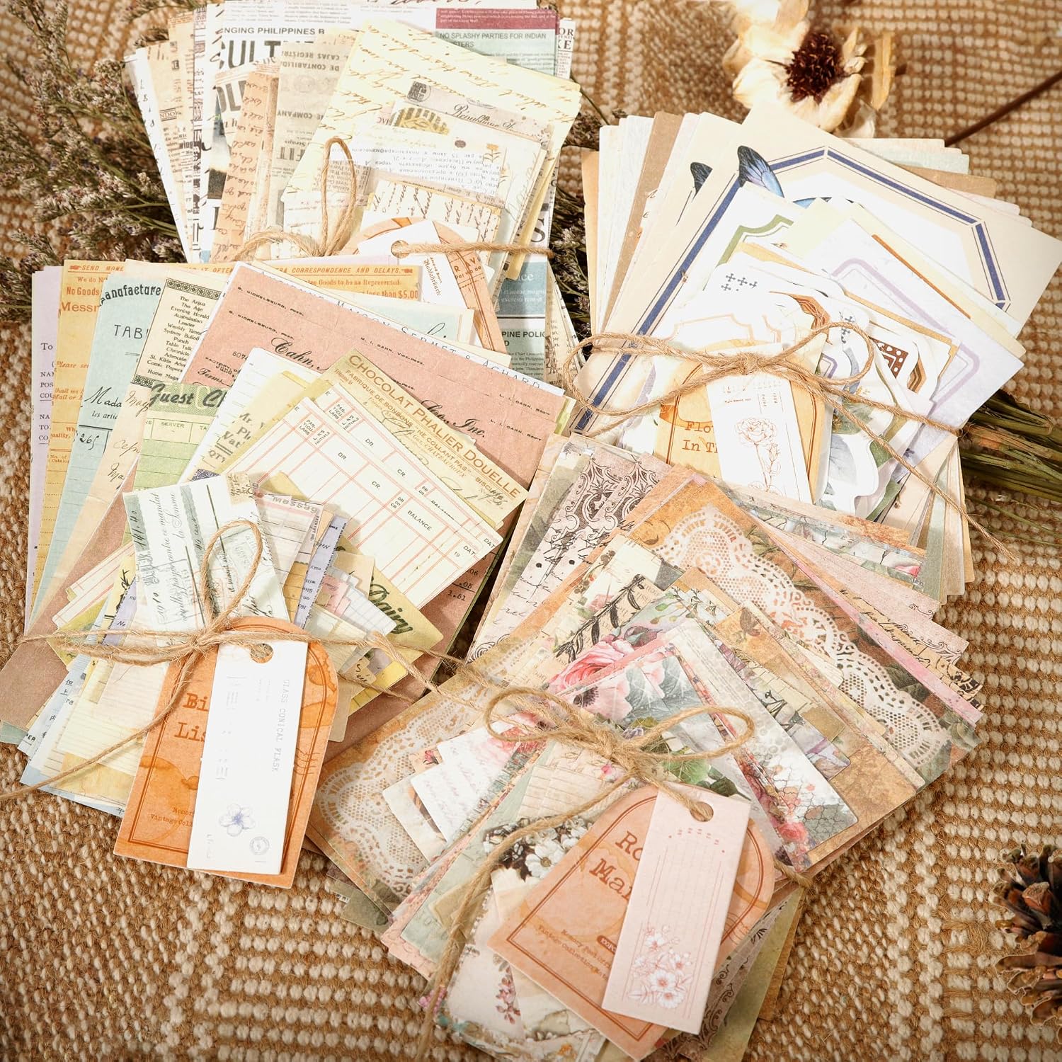 Amazon.com: 400 Sheets Vintage Scrapbook Paper Supplies, Diy Junk ...