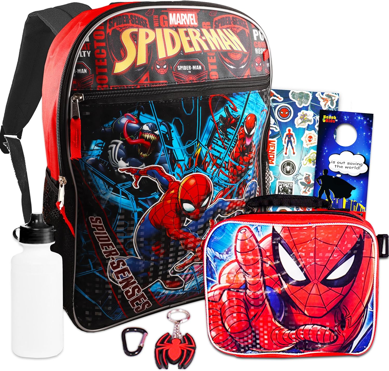 Amazon.com: Marvel Spiderman Backpack and Lunch Box ~ 6-Pc Bundle with ...
