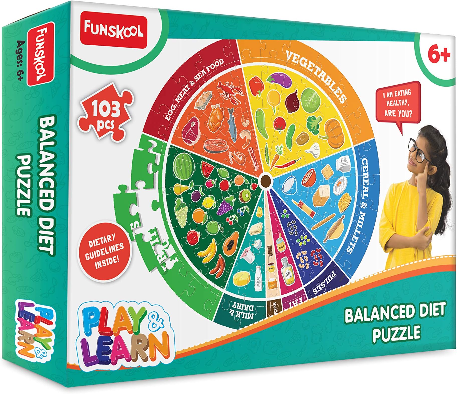 Buy Funskool Play & Learn-Balanced Diet,Educational,103 Pieces,Puzzle ...