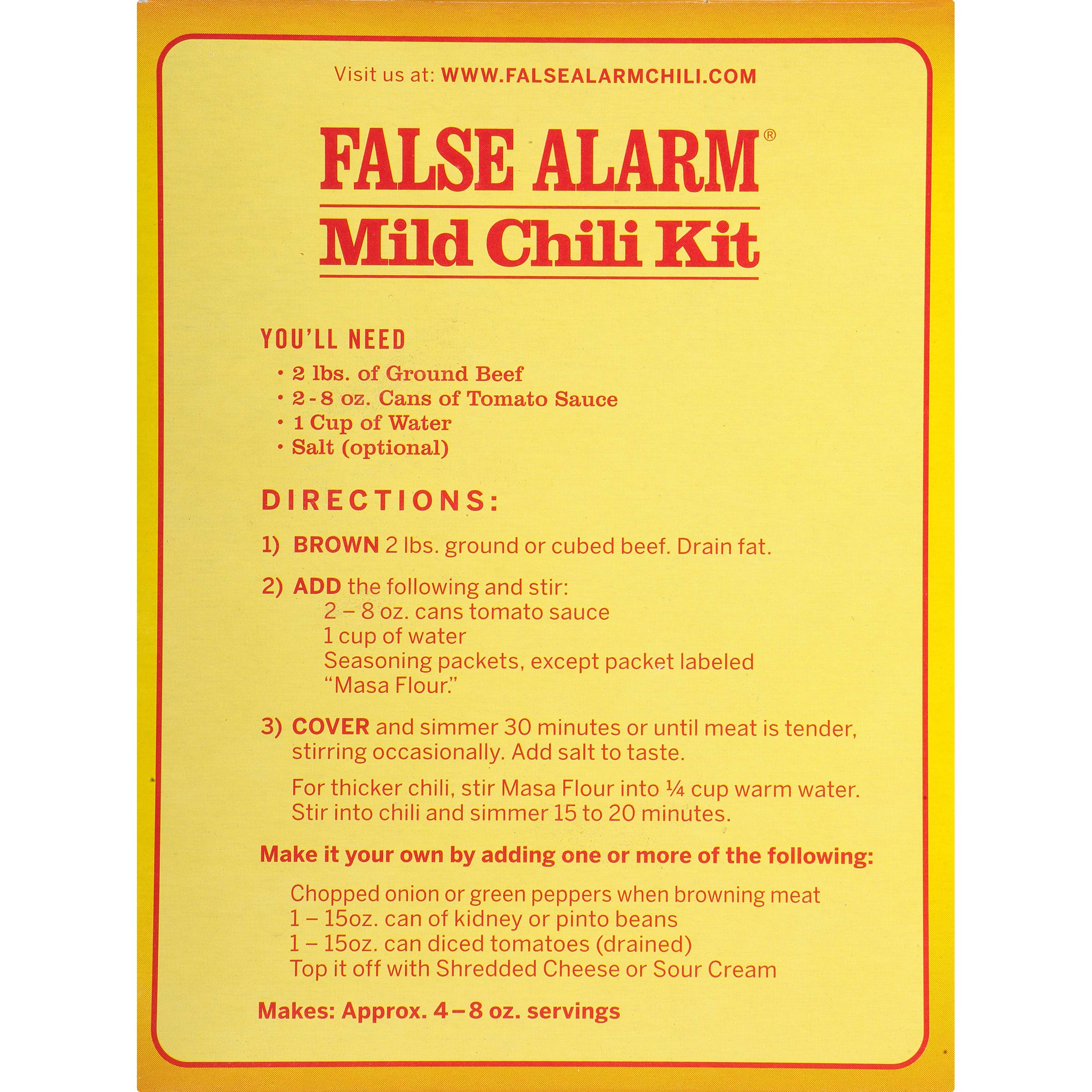 False Alarm Chili Kit