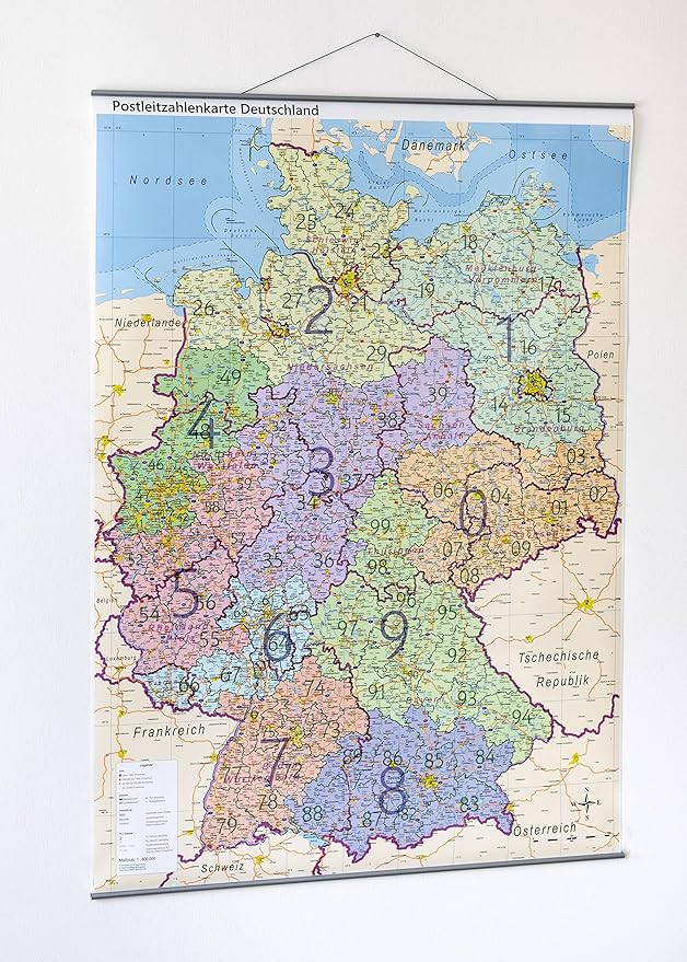 GeoMetro Postleitzahlenkarte PLZ von Deutschland, 84 cm x 114 cm, DIN ...