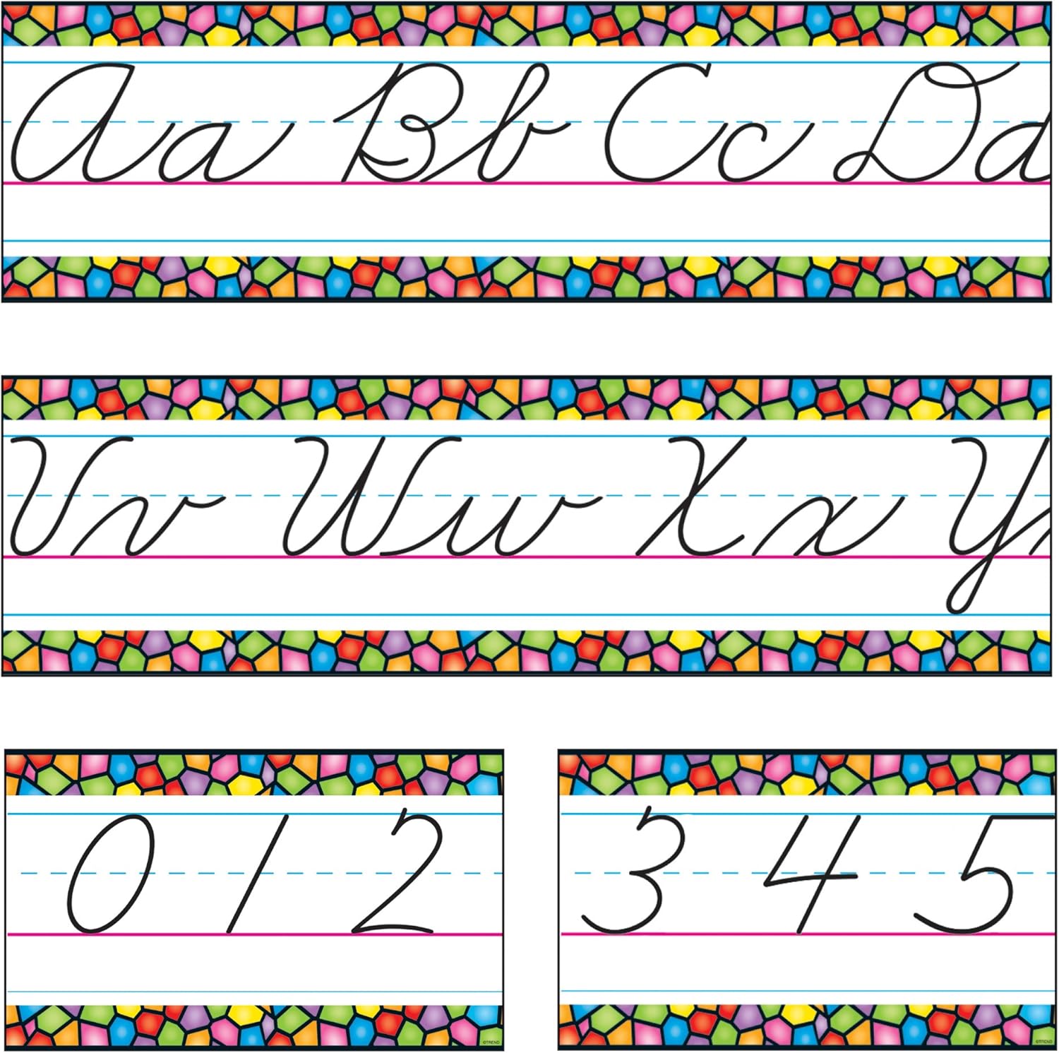 ARGUS "Stained Glass Alphabet Lines Zaner-Bloser Cursive" Bulletin ...