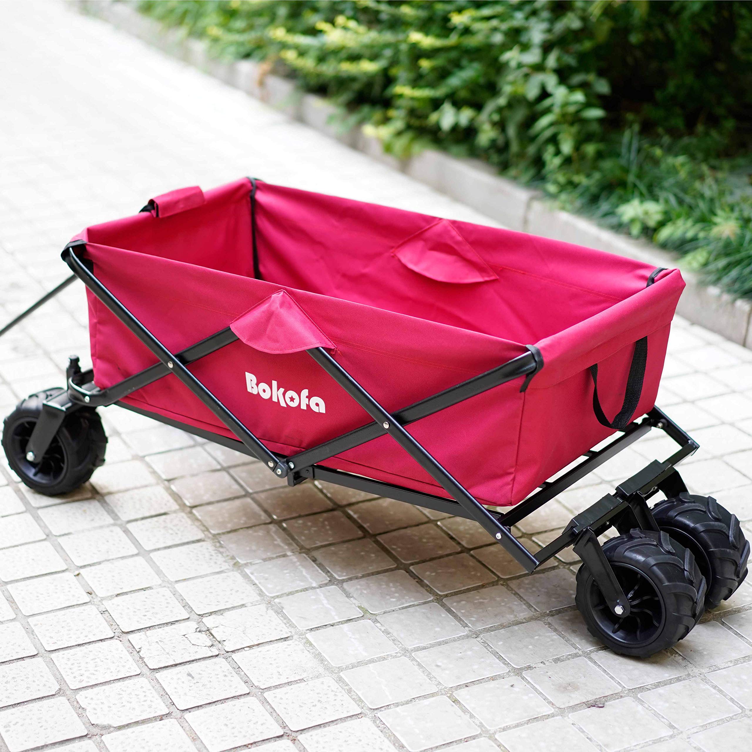 Buy Bokofa Handcart Foldable Beach Trolley Red Hand Trolley with Extra ...