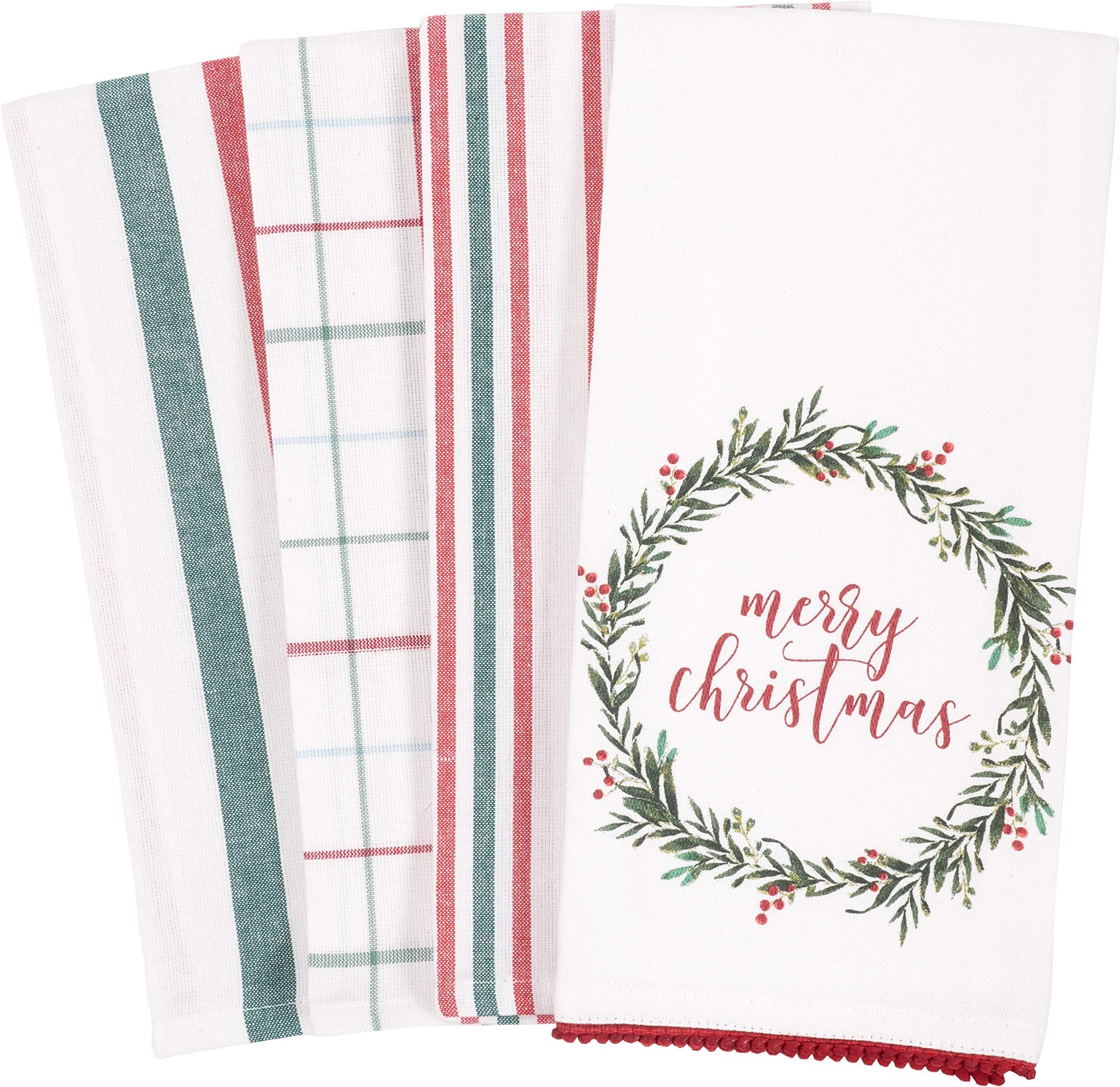 Amazon.com: KAF Home Pantry Kitchen Holiday Dish Towel Set of 4, 100 ...
