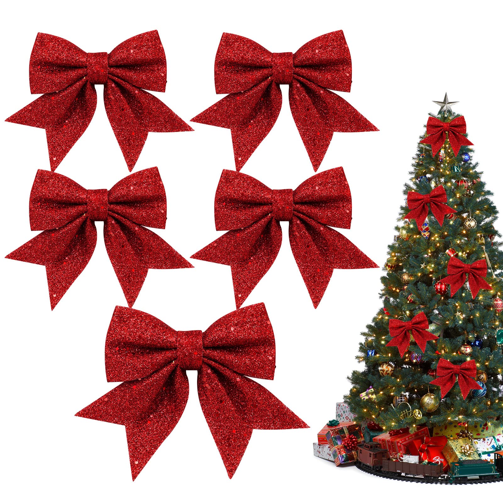 Yueshop Christmas Bows Large Bows Decoration, 5PCS 4.7in*5.9in Xmas ...