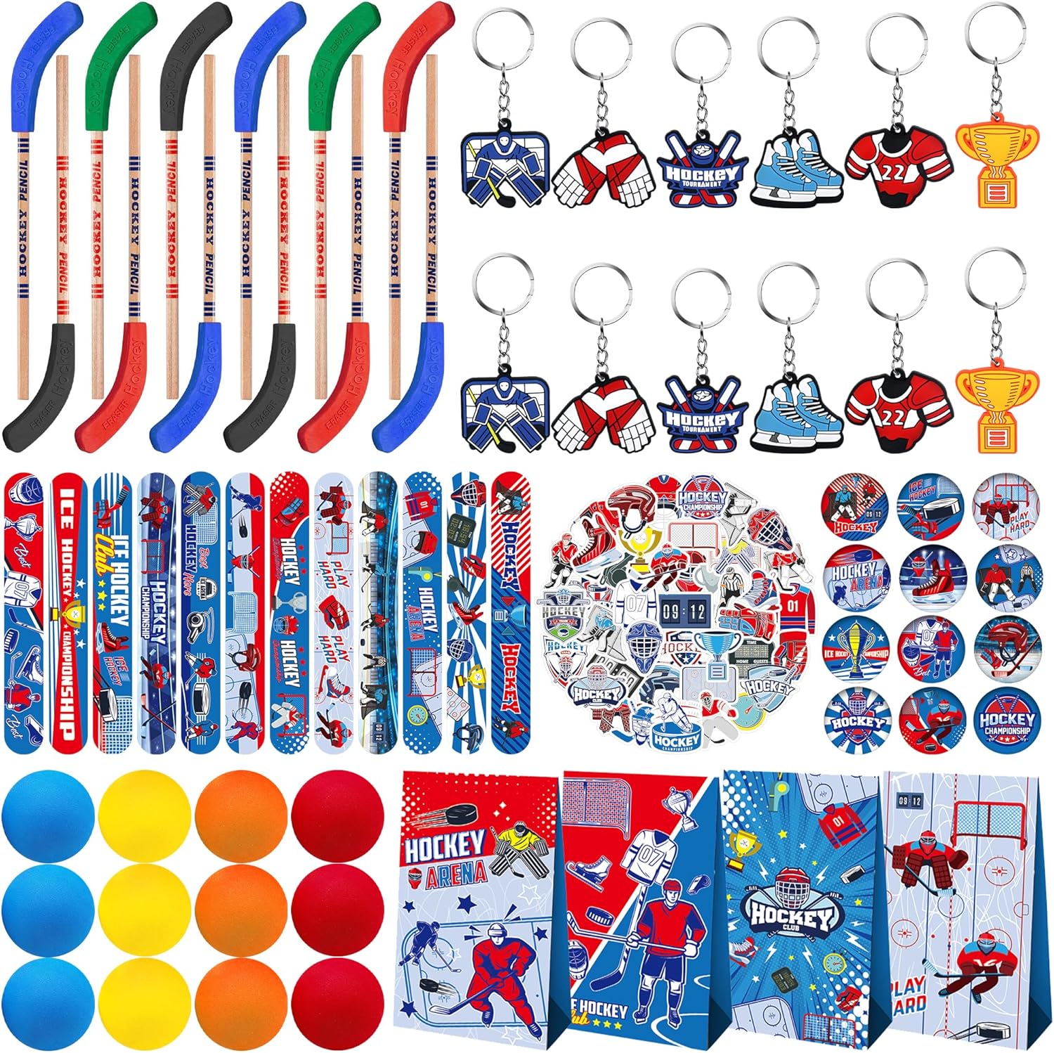 Amazon.com: LSJDEER 113 PCS Hockey Party Favors Set ,41 Hockey Stickers ...