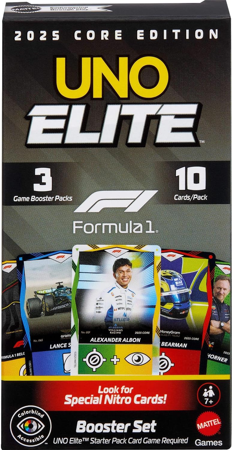 Mattel Games UNO Elite Formula 1 2025 Core Edition Booster Set : Amazon ...