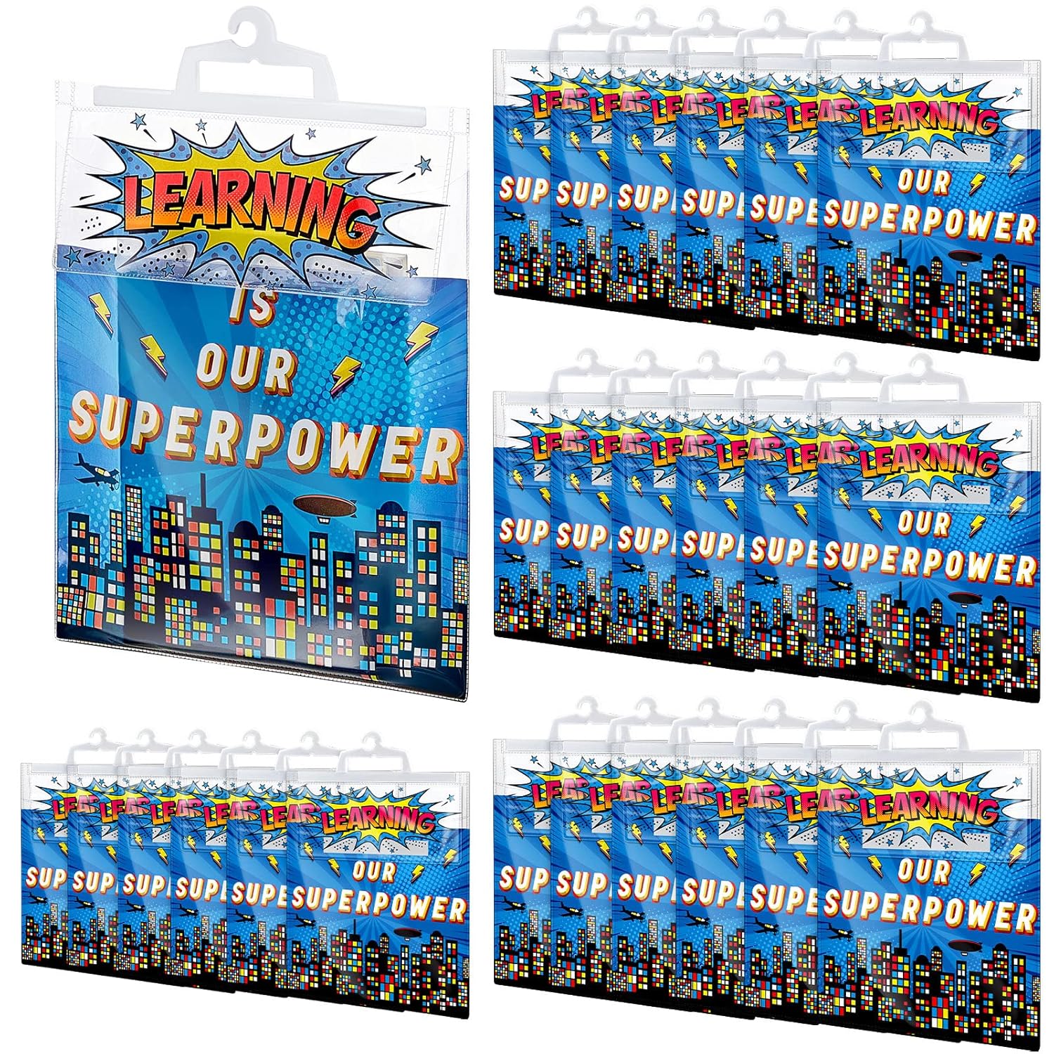 Amazon.com : 24 Pcs Kids Book Buddy Bags 13.8 x 11 Inches Hanging Storage Bags Pouch Clear ...