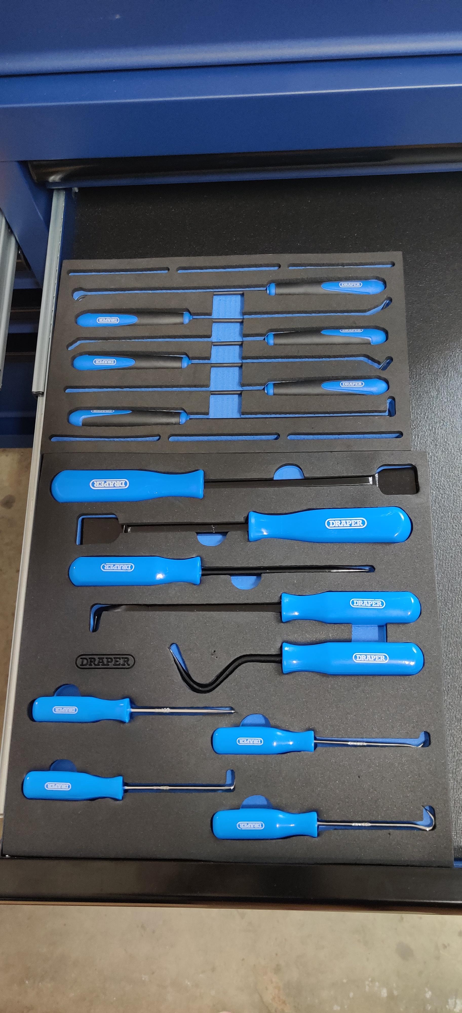 Draper 63500 Scraper, Hook and Pick 9 Piece Set in 1/2 Drawer Eva ...