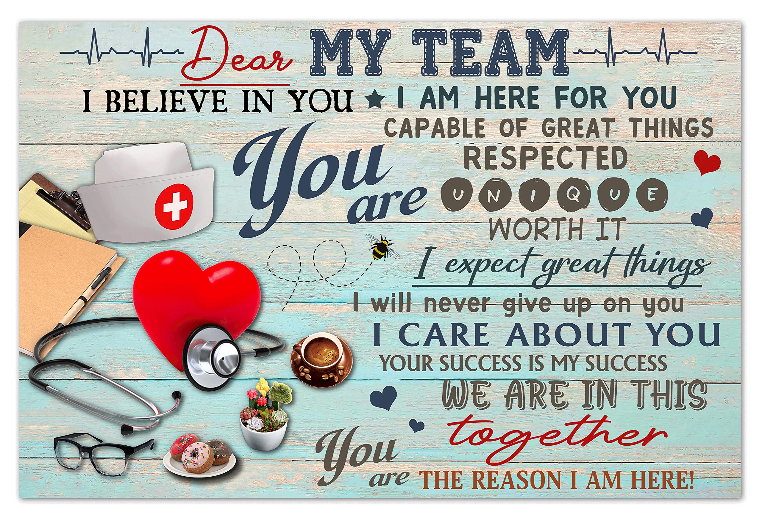 Amazon.com: Hyturtle Nurse Office Decor - Dear My Team Poster Canvas ...