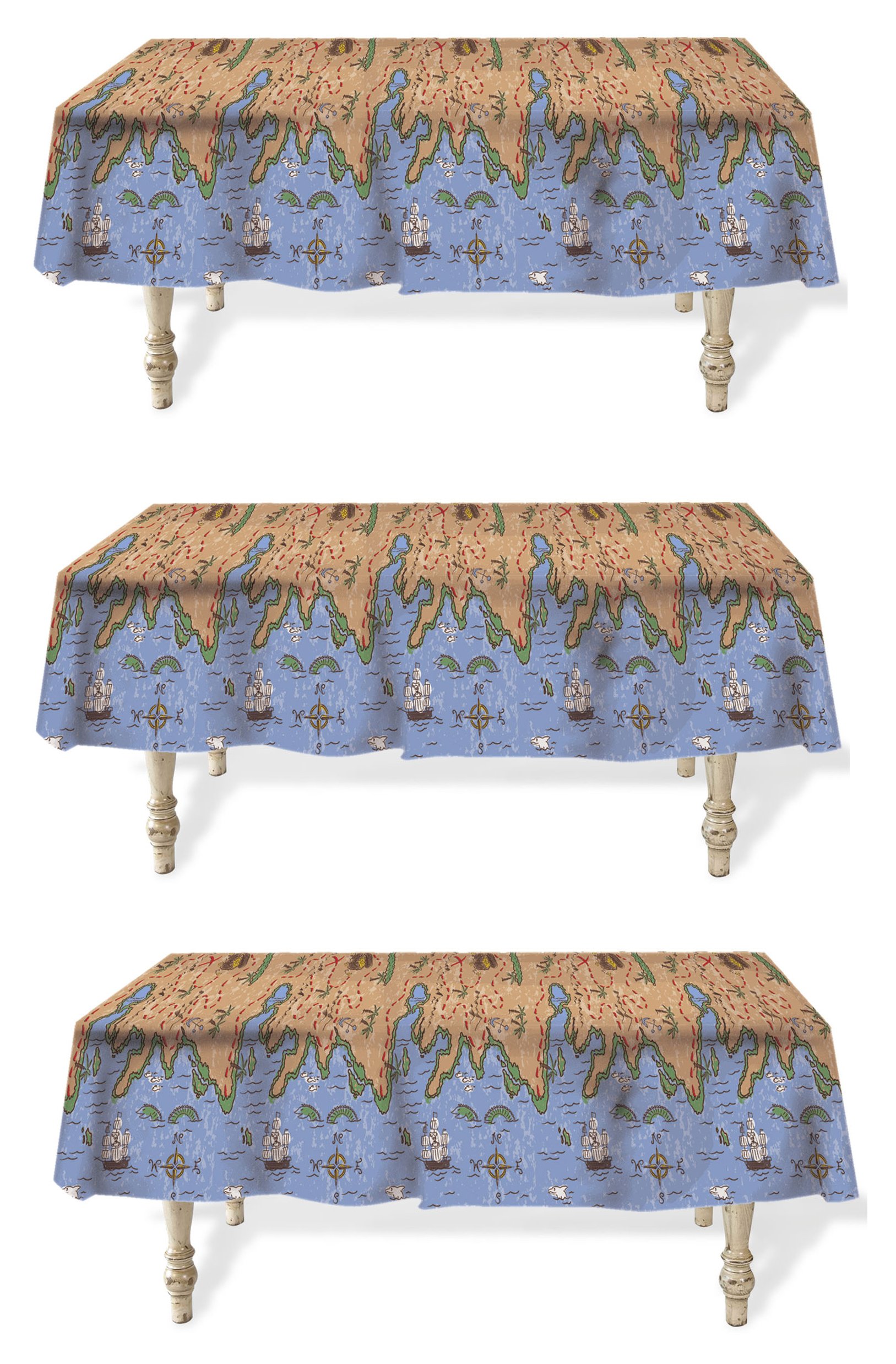 Amazon.com: Beistle Treasure Map Tablecovers, 54” x 108”, 3 Pieces ...