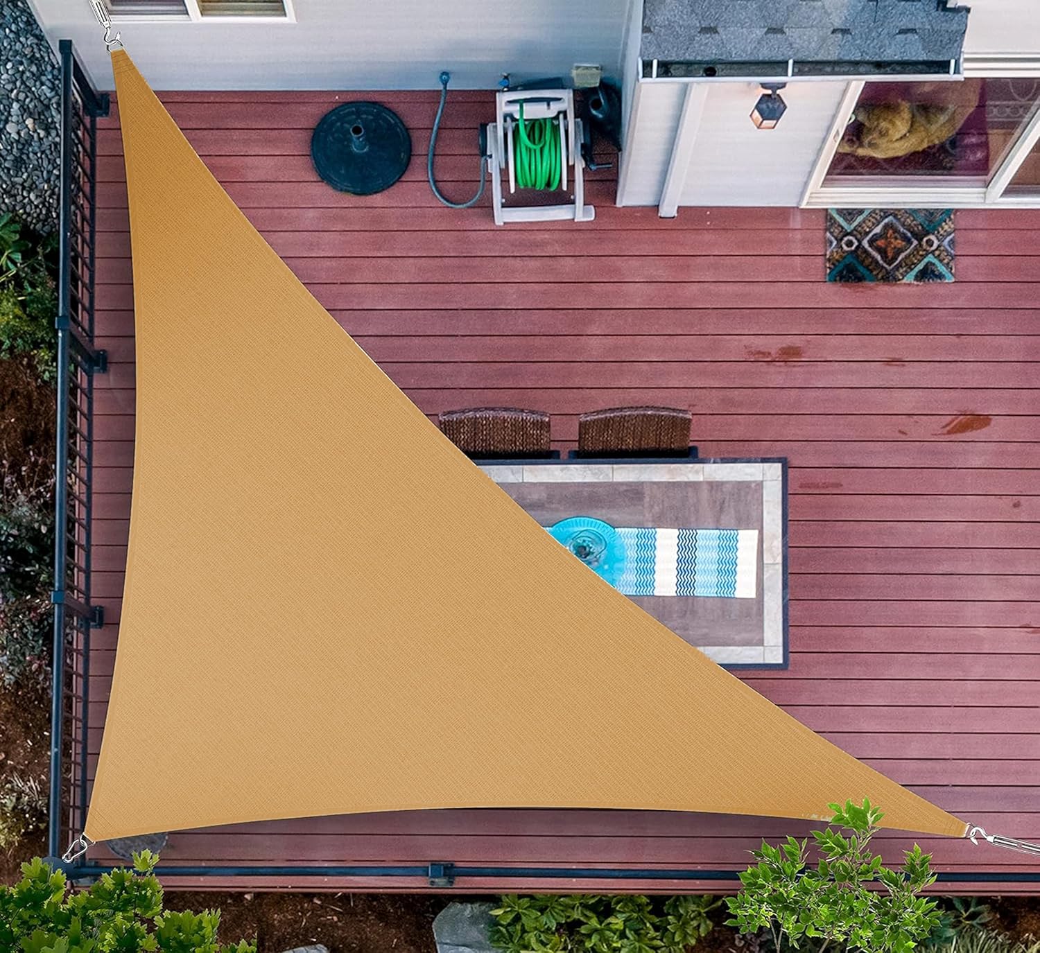 GREEN DECOR HDPE Fabric 85-90% Sun&Uv Ray Blockage Triangle Shape Sun ...