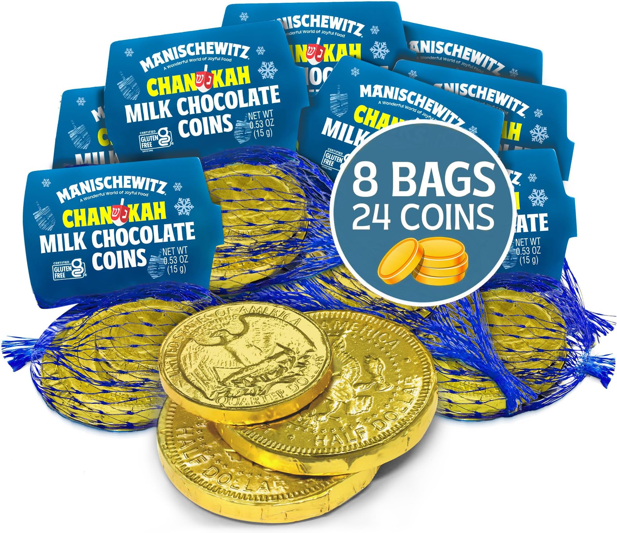 Amazon.com : Hanukkah Chocolate Gelt, Nut-Free, Belgian Milk Chocolate ...