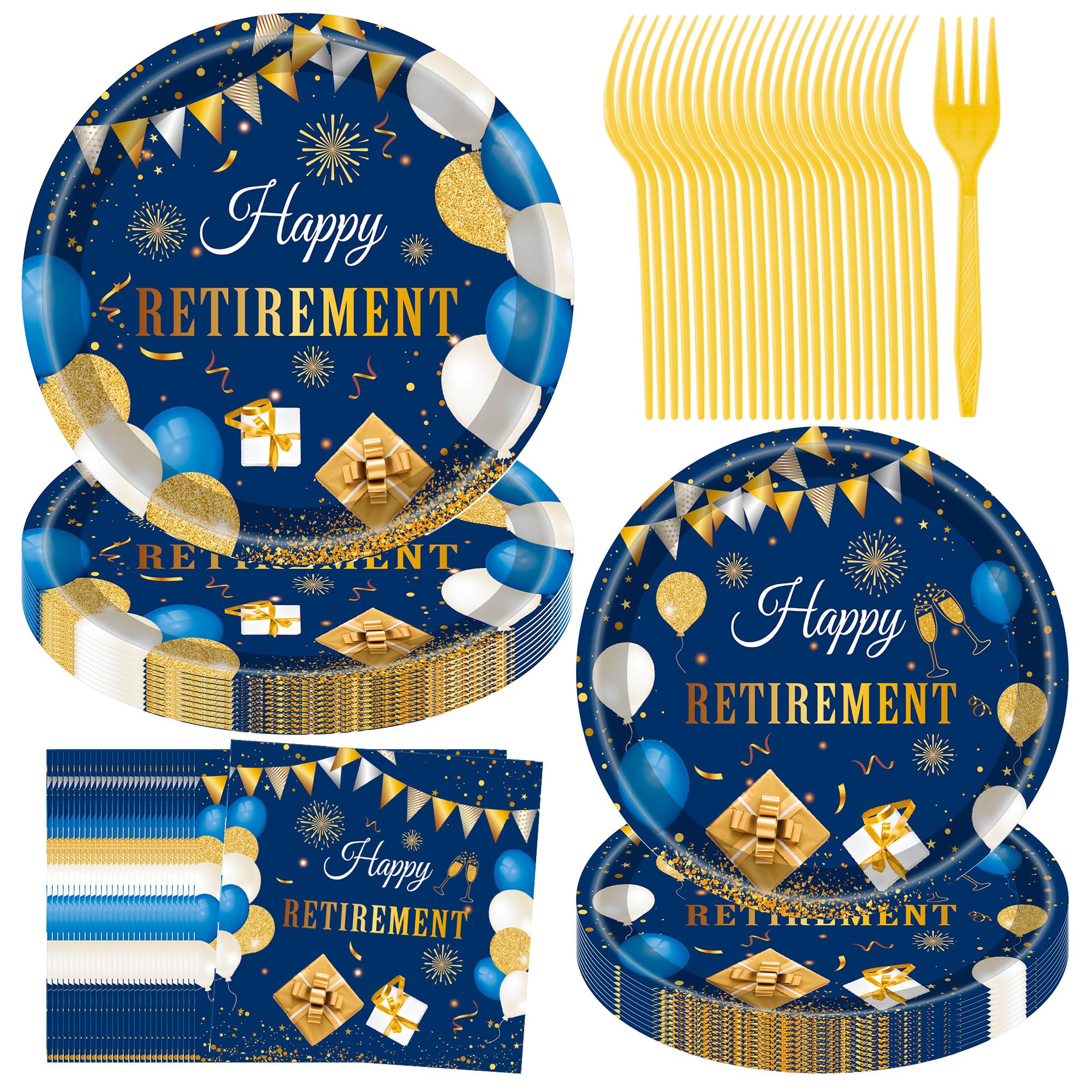 Amazon.com: Retirement Party Decorations Blue, 96PCS Happy Retirement ...