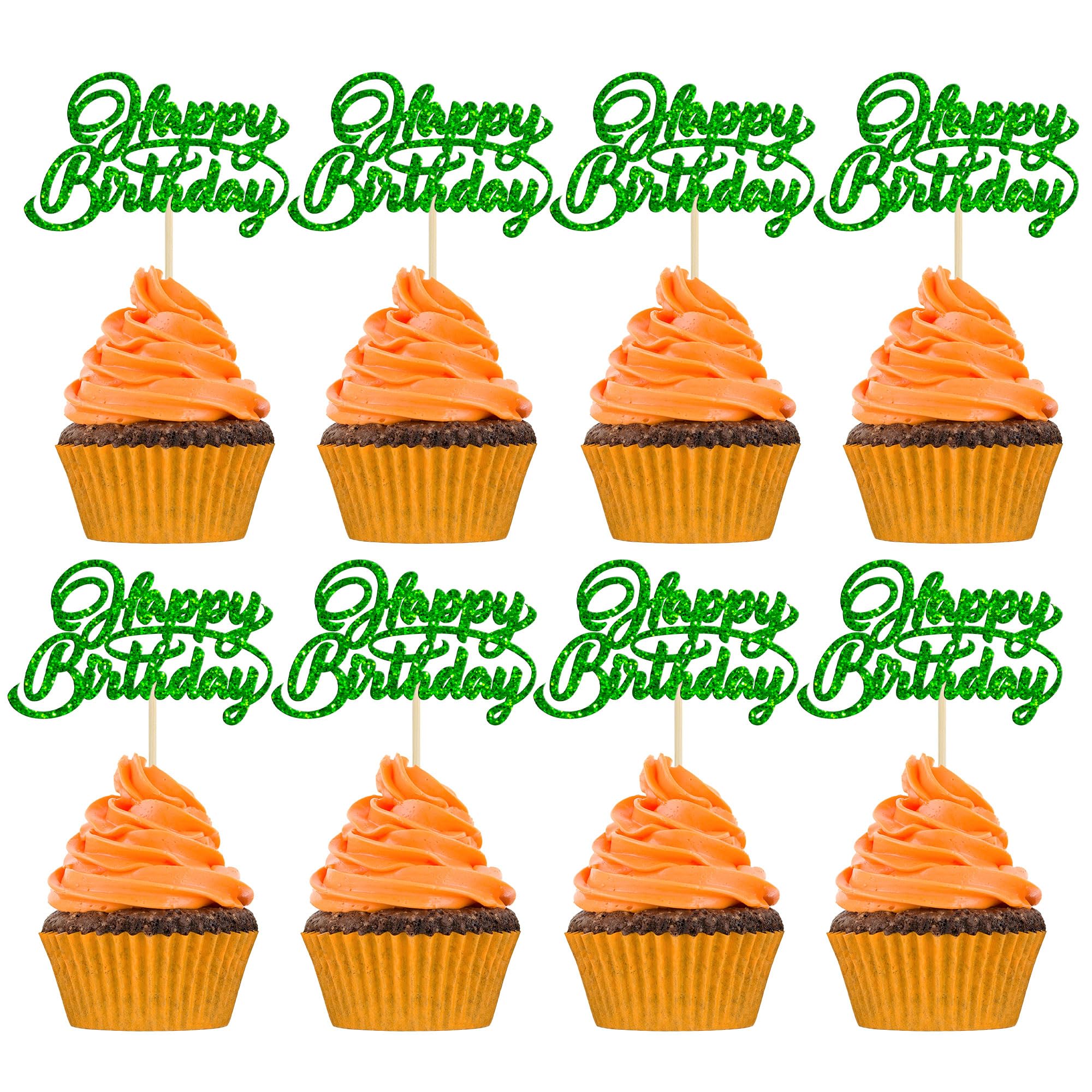 Buy 24Pcs Happy Birthday Cupcake Toppers Glitter Celebrating Birthday ...