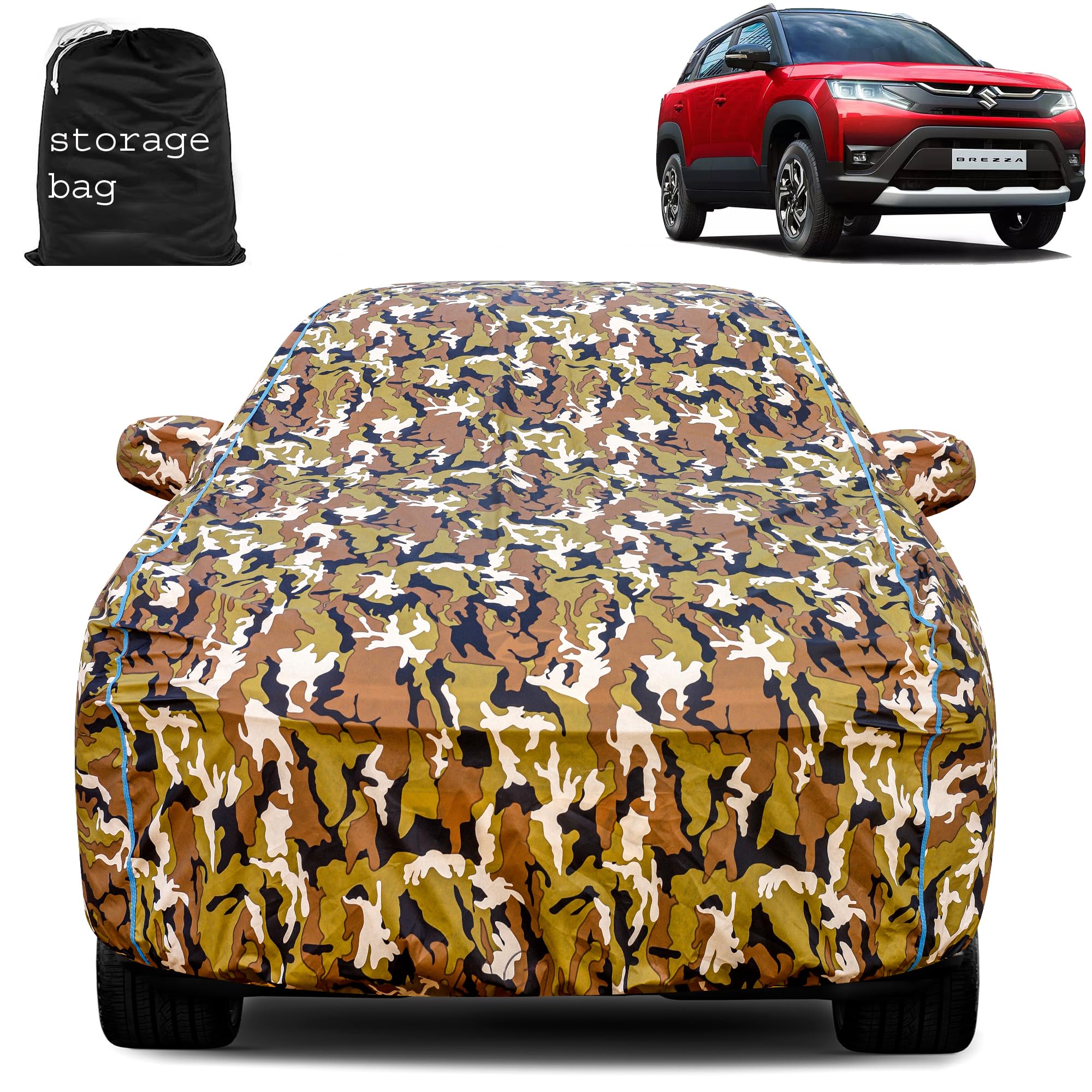 AUTOMOZEXO Maruti Brezza Car Cover with Mirror Pocket Waterproof Inner ...