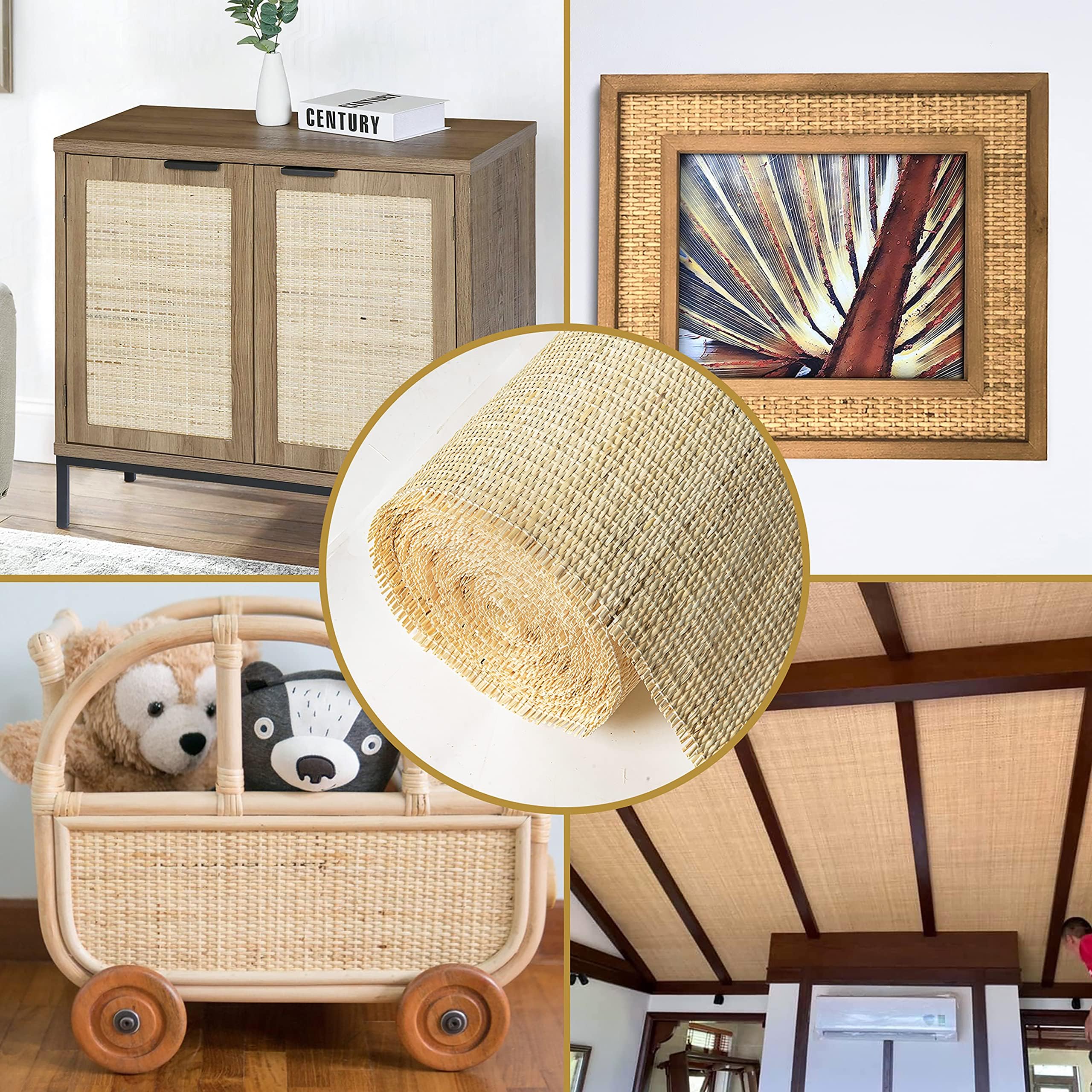 Snapklik.com : LUSYDECO 16 Width Natural Rattan Cane Webbing Roll 2 ...