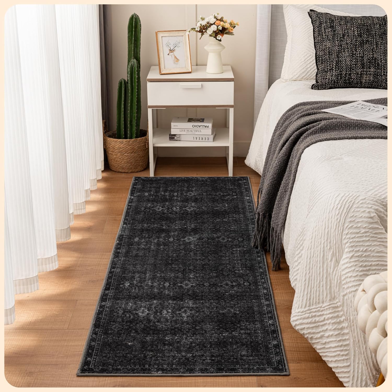 Amazon.com: Istana Hallway Runner Rug 2x6 - Black Kitchen Rugs Non Slip ...