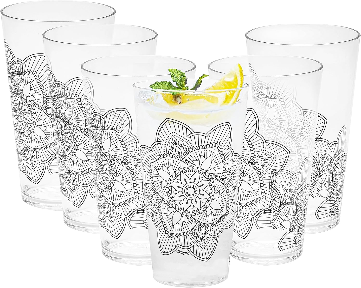 Amazon.com | bzyoo 20oz Highball Plastic Tumblers, Drinking Glass Set ...