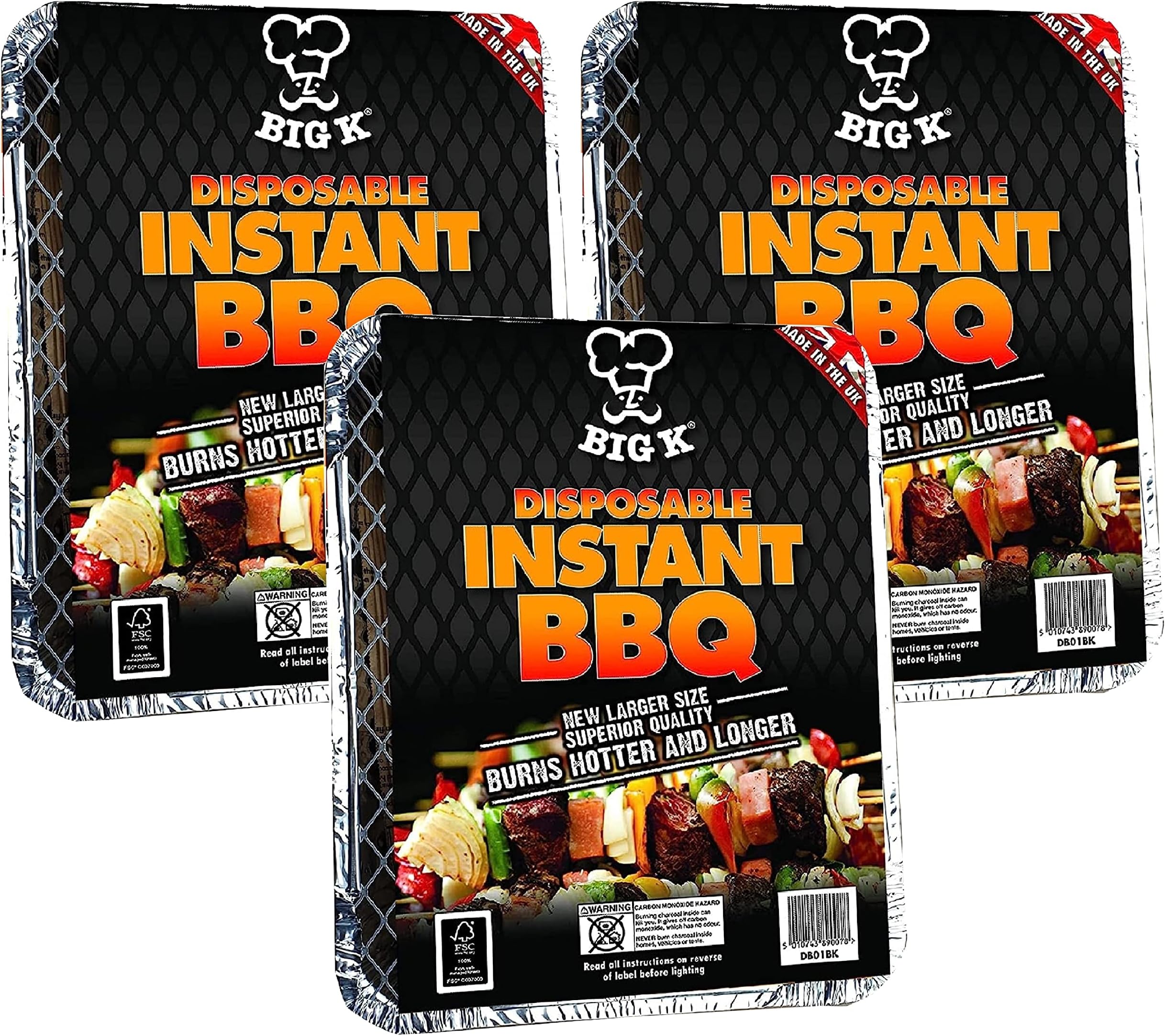 Big K Disposable Instant BBQ Tray - Pack of 3 All In One Barbecue ...