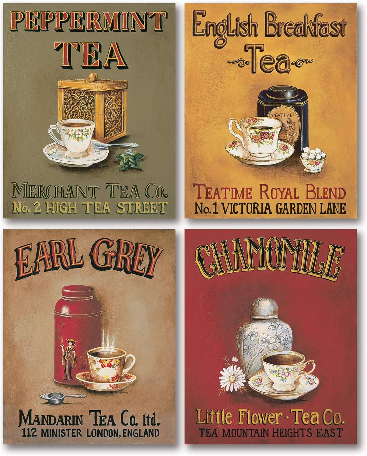 Amazon.com: Gango Home Decor Tea TimeVintage Tea Signs; Earl Grey ...