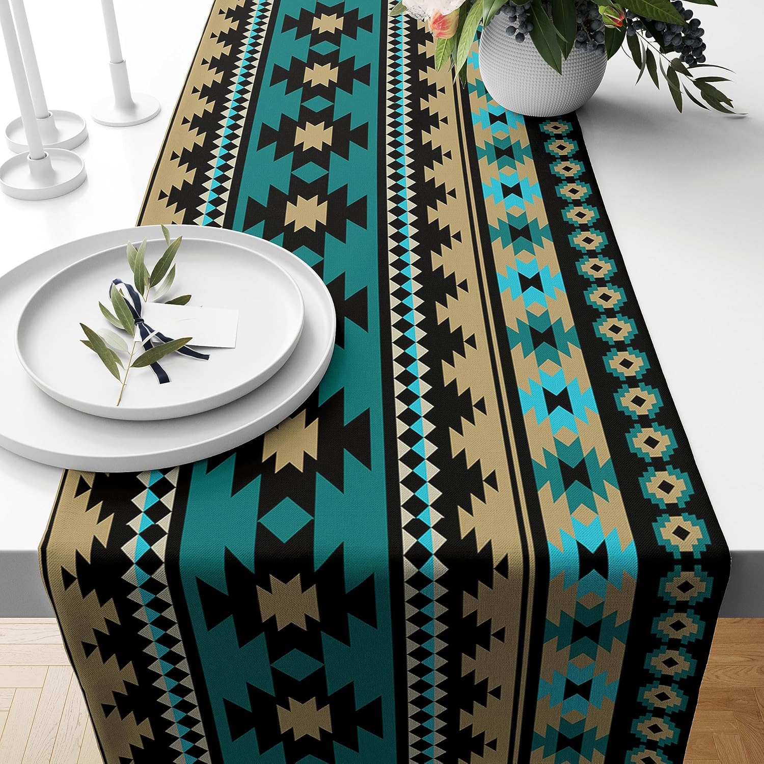 Camino de mesa étnico azteca, decoración de mesa de cocina, diseño de ...