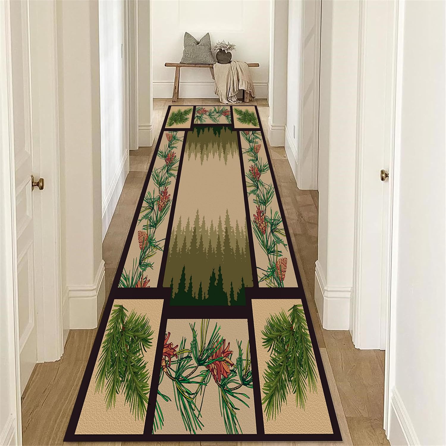 Amazon.com: Fouiunler Pine Cone Carpet, 2x7ft, Pine Forest Long Hallway ...