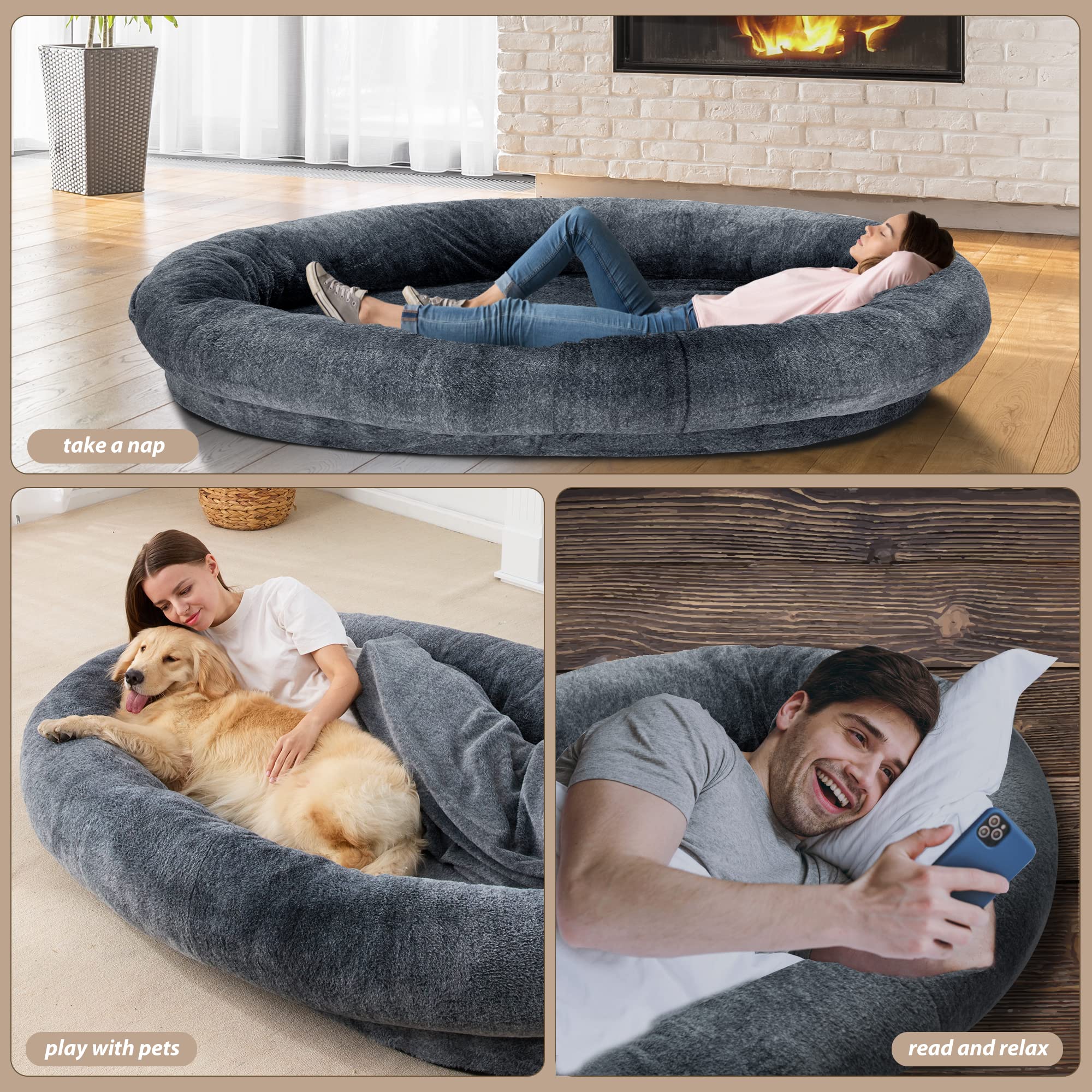 Homguava Large Bean Bag Bed for Humans BeanBag Dog Bed Human-Sized ...