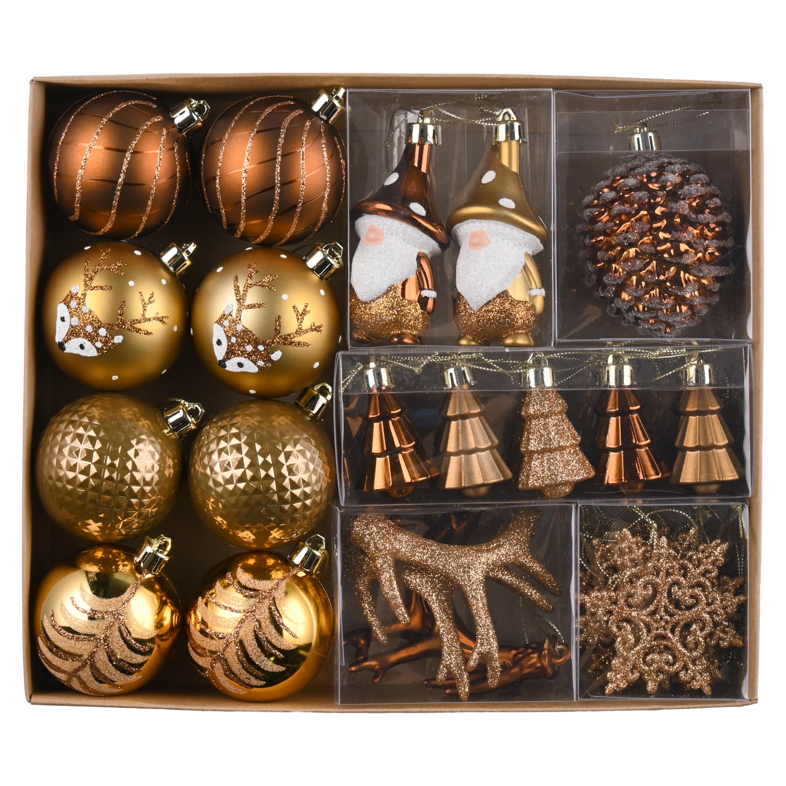 Amazon.com: Valery Madelyn Christmas Ornaments Set, 40ct Brown Copper ...