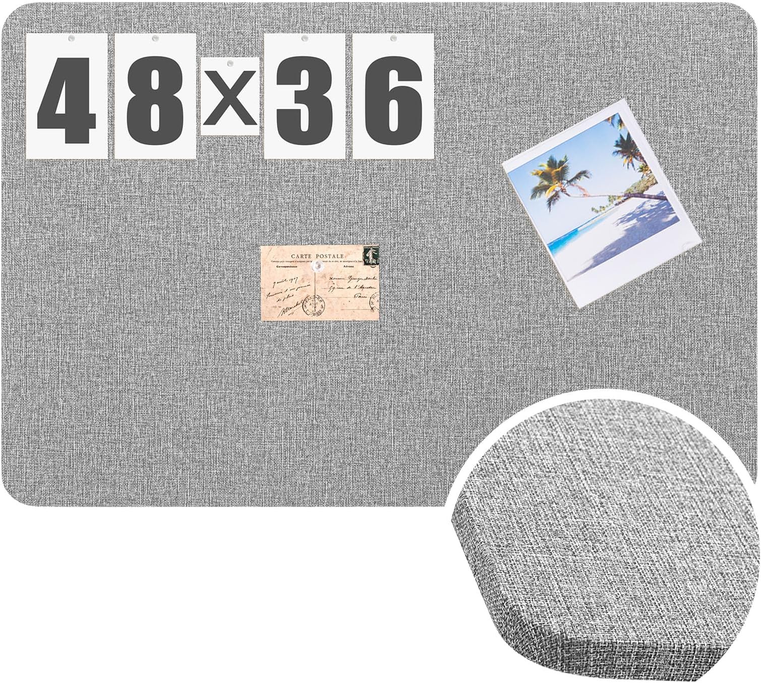 Amazon.com : Hahafelt Linen Fabric Bulletin Board Pinboard for Walls ...