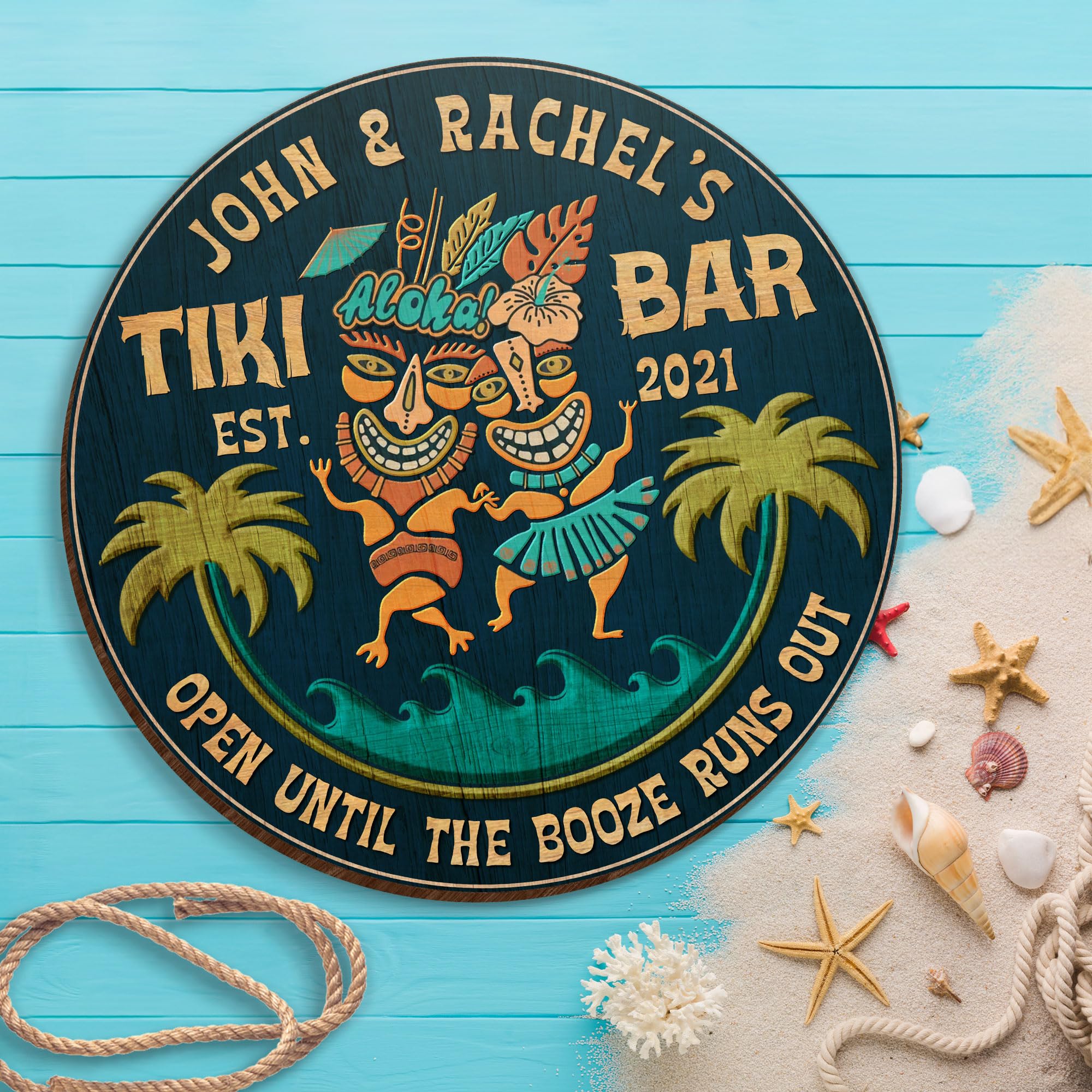 Custom Christmas Wooden Sign Welcome To The Tiki Bar Tropical Sign ...