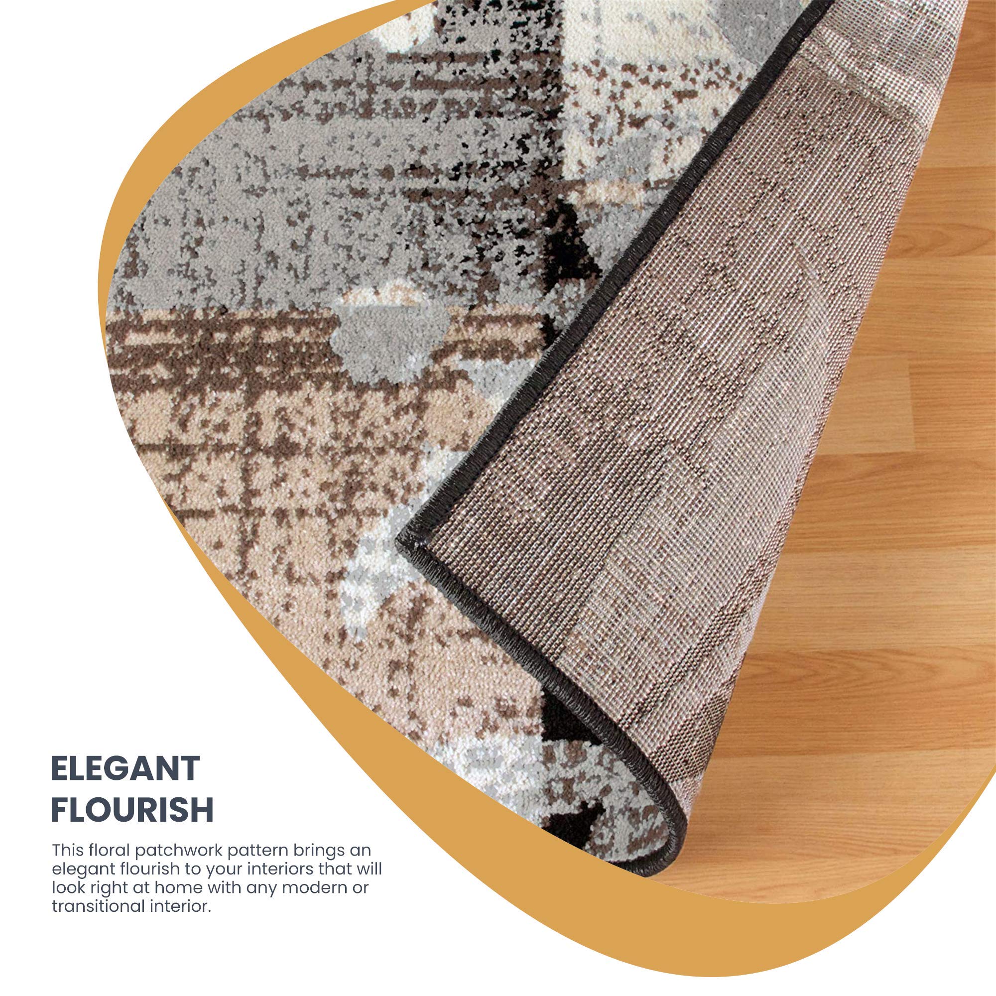 SUPERIOR Pastiche Contemporary Floral Patchwork Polypropylene Indoor ...