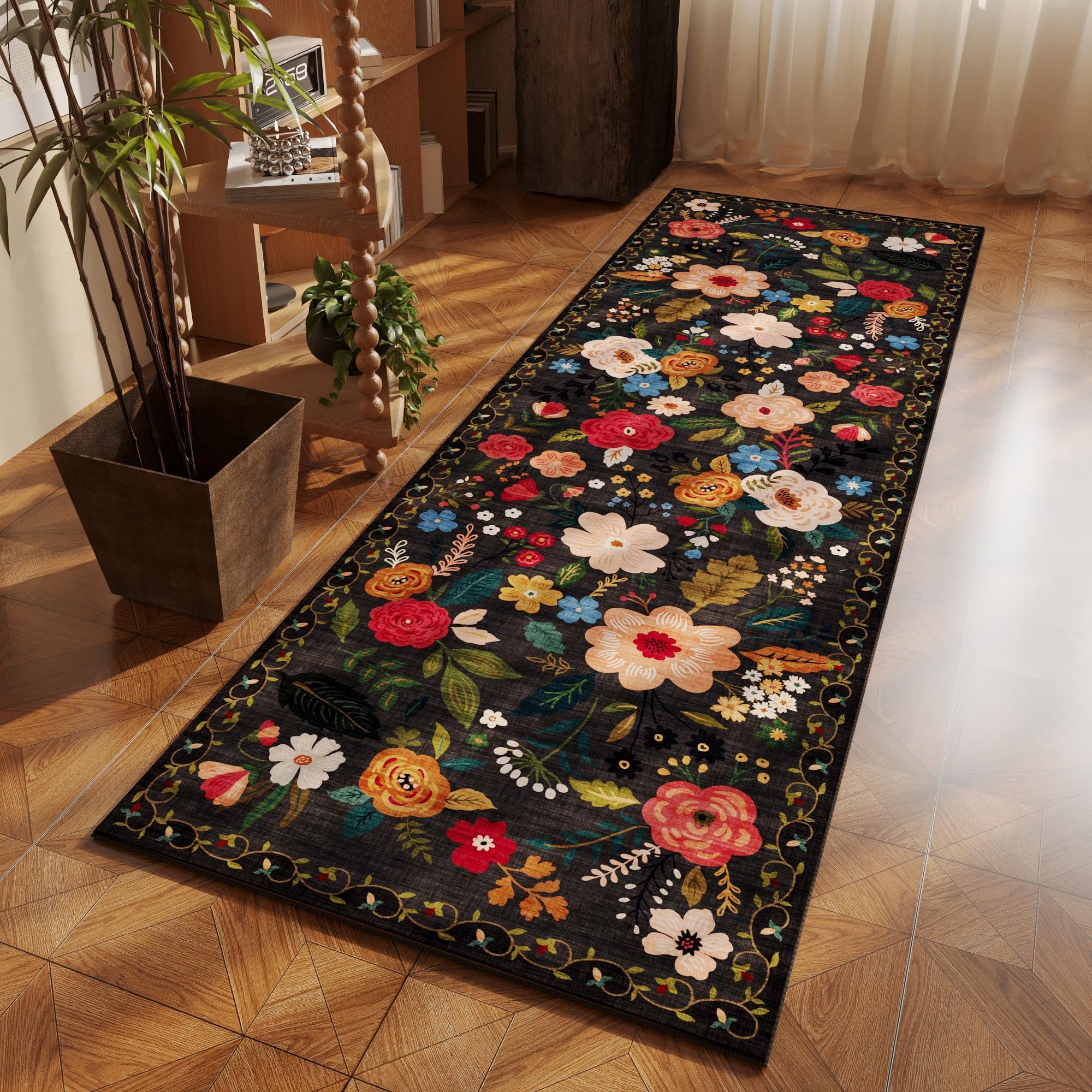 Amazon.com: Lahome Floral Runner Rug for Hallways, 2'6''x8' Kitchen ...