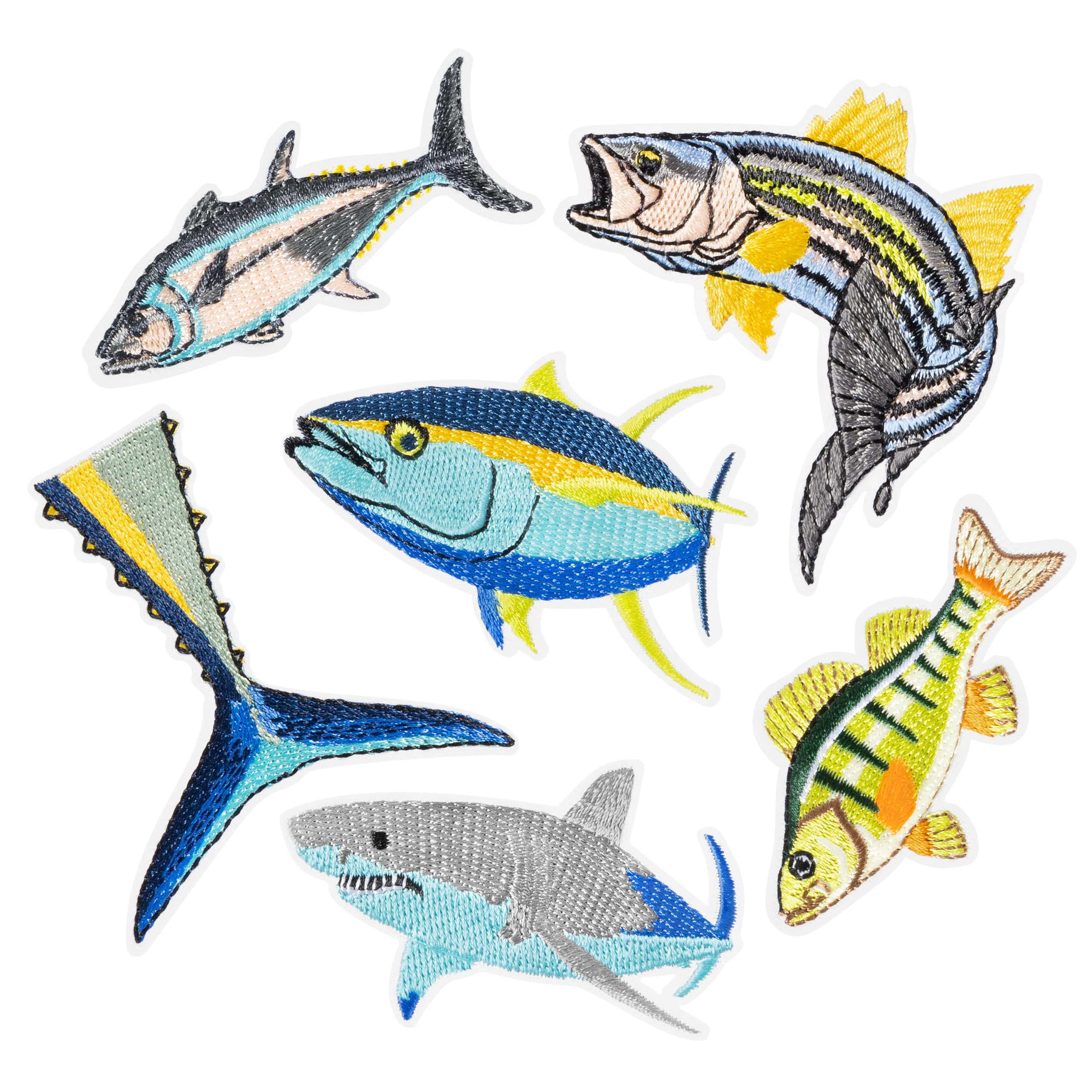 Amazon.com: 6 Pcs Fish Iron on Patches Deep Sea Ocean Animal Bass Shark ...